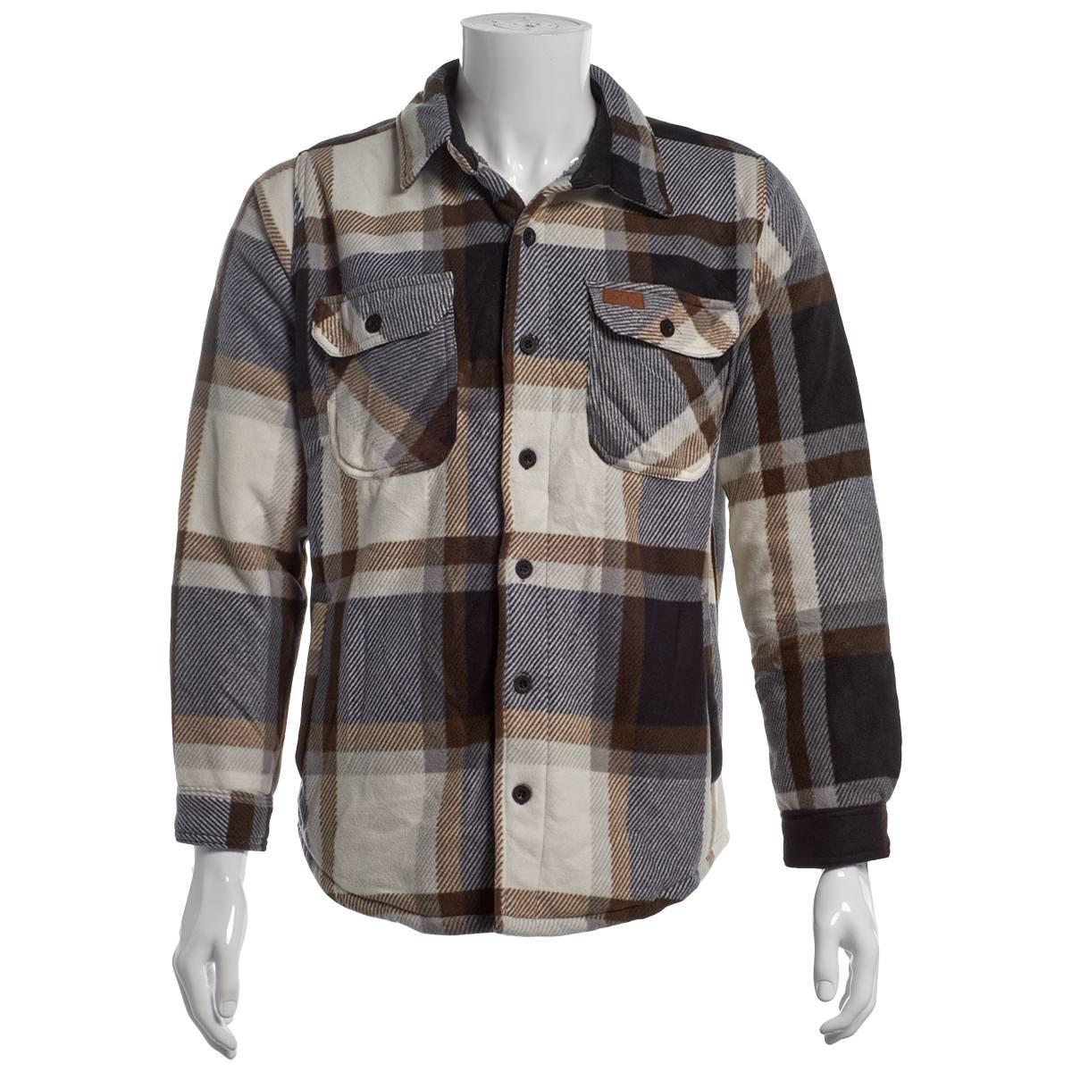 Click here for Mens Mountain Ridge Plaid Fleece CPO Jacket - Blac... prices