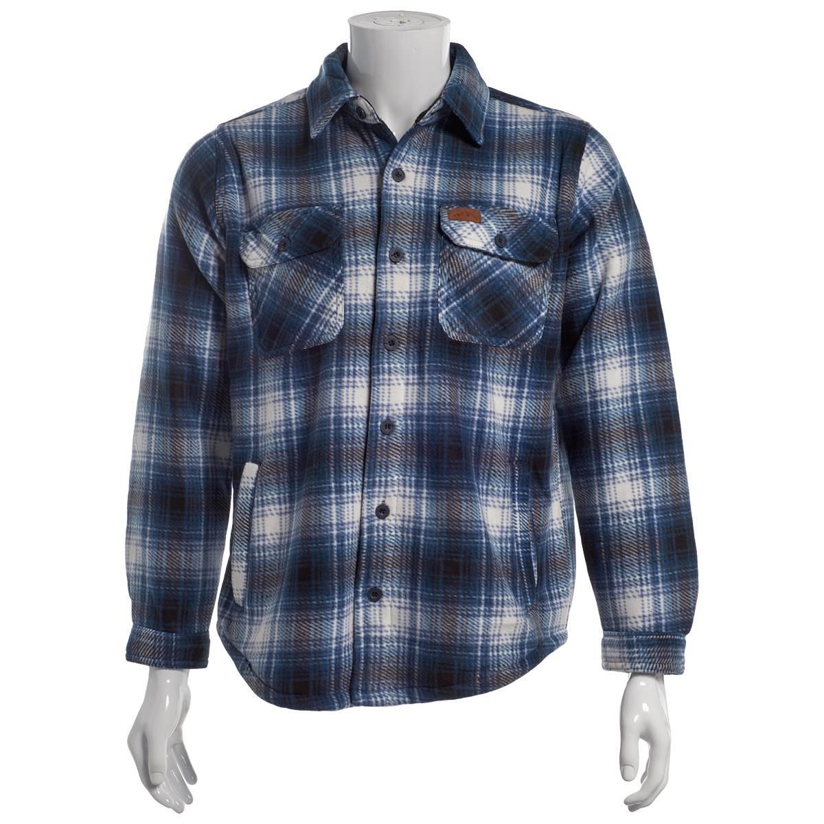 Click here for Mens Mountain Ridge Plaid Fleece CPO Jacket - Cham... prices