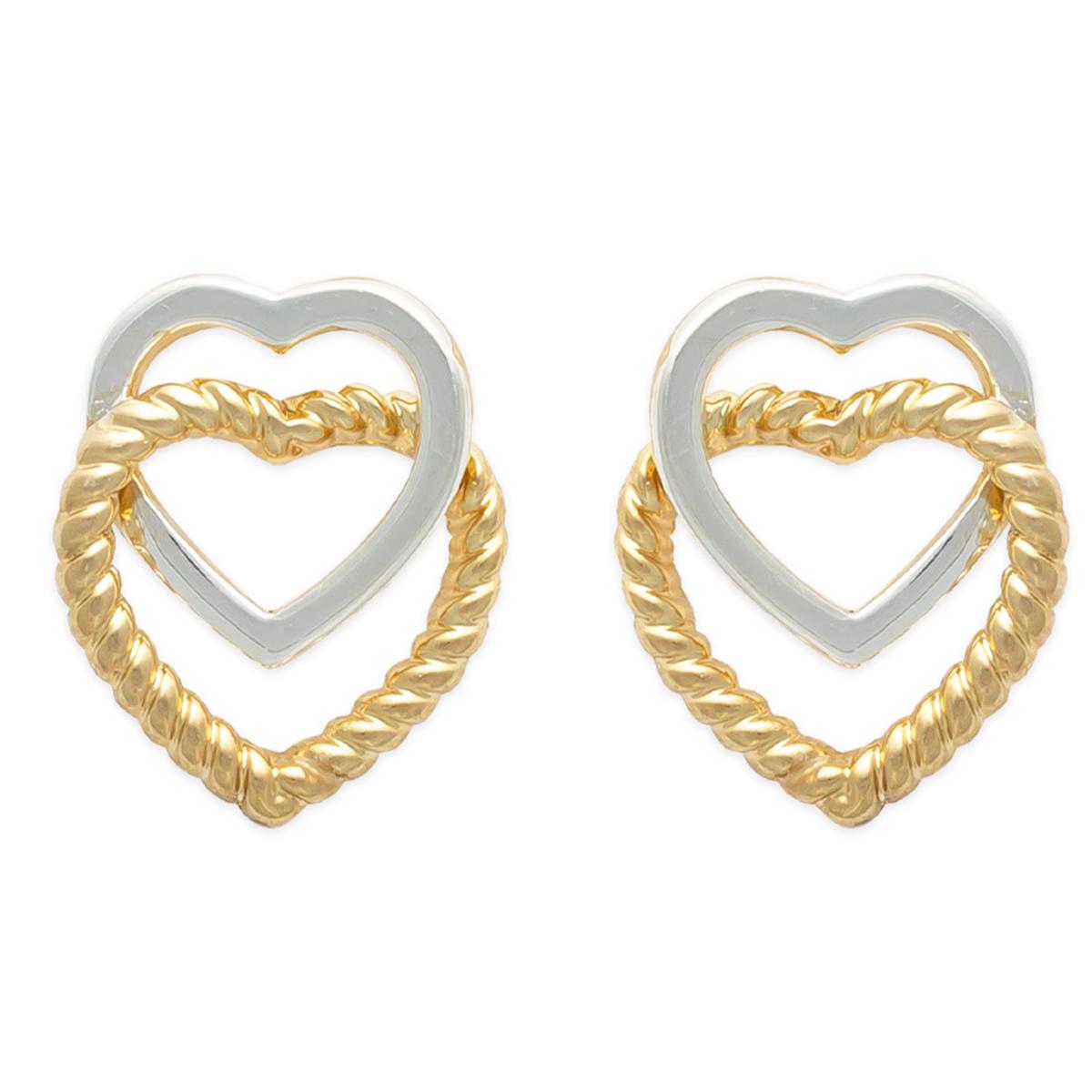 Click here for Freedom Two-Tone Smooth & Textured Double Heart St... prices