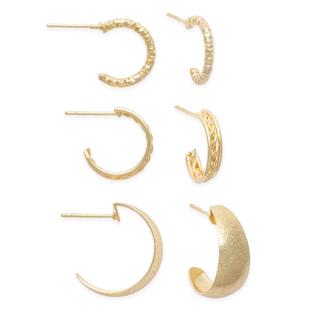 Click here for Freedom 3pr. Gold-Tone Hoop Earrings Set prices