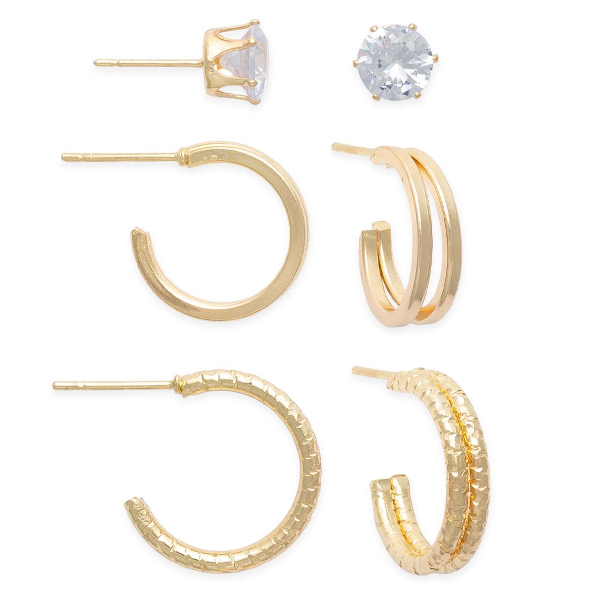 Click here for Freedom 3pr. Gold-Tone CZ Textured Trio Earring Se... prices