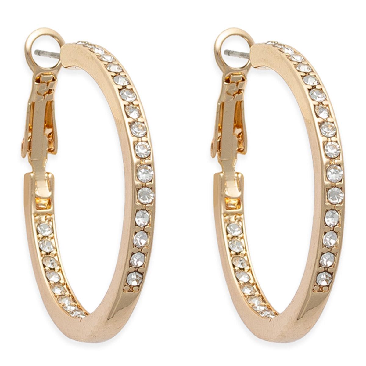 Click here for Freedom Nickel-Free Gold-Tone In & Out Crystal Hoo... prices