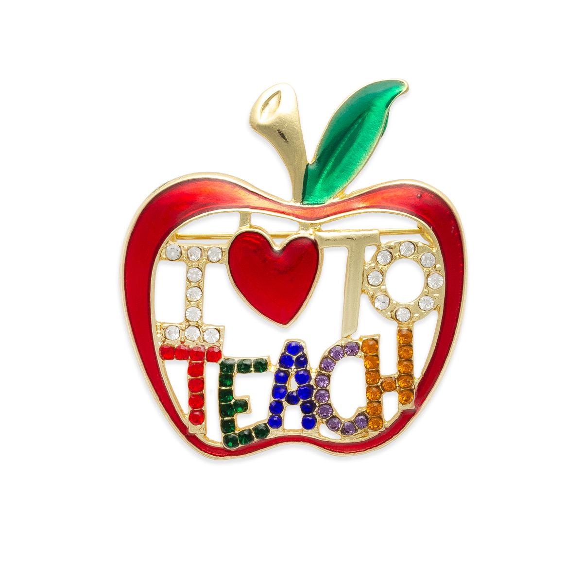 Click here for I Love To Teach Apple Pin prices
