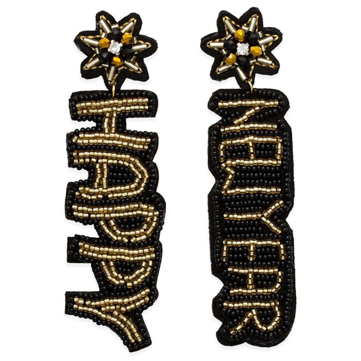 Click here for Happy New Year Jet & Gold Seed Bead Earrings prices