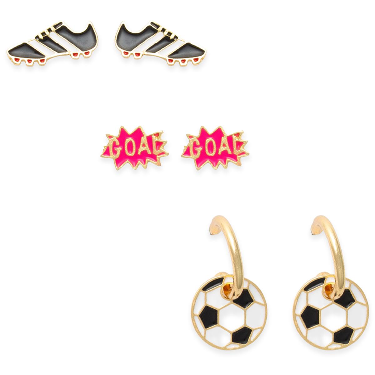 Click here for Gold-Tone Soccer Theme Trio Earring Set prices