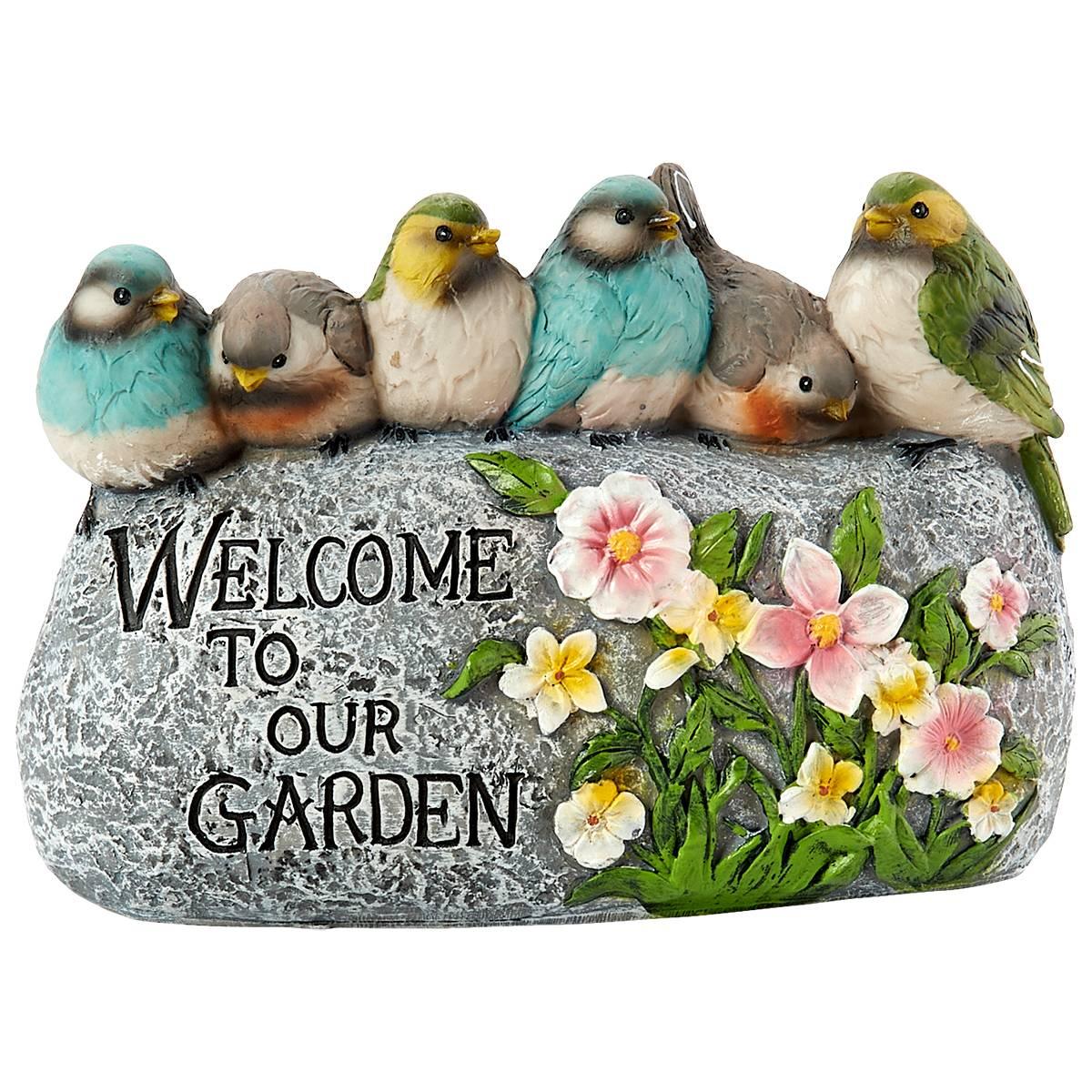 Click here for Resin Welcome to our Garden Stone with Birds & Flo... prices