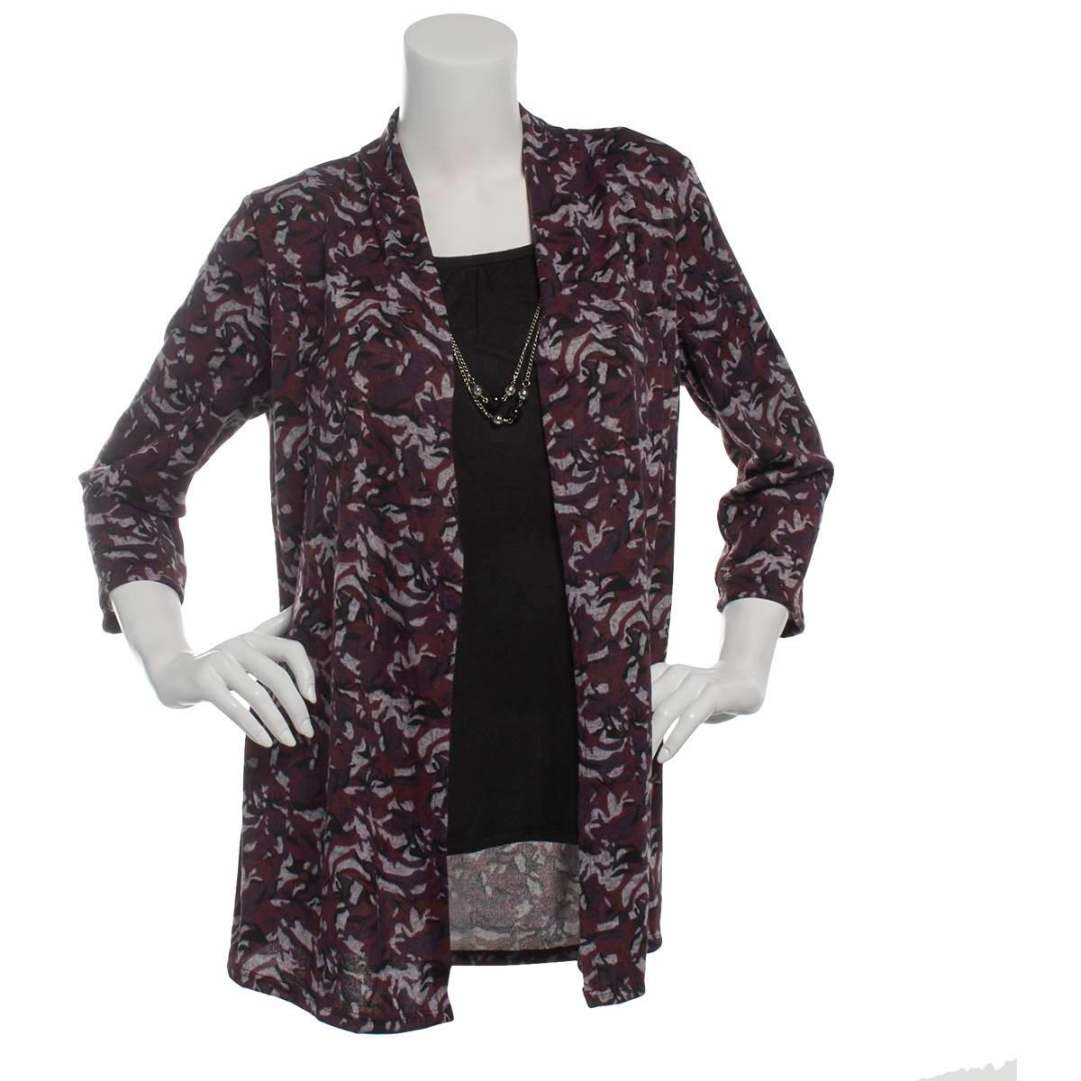 Click here for Womens Notations 3/4 Sleeve Camo Two In One Blouse... prices