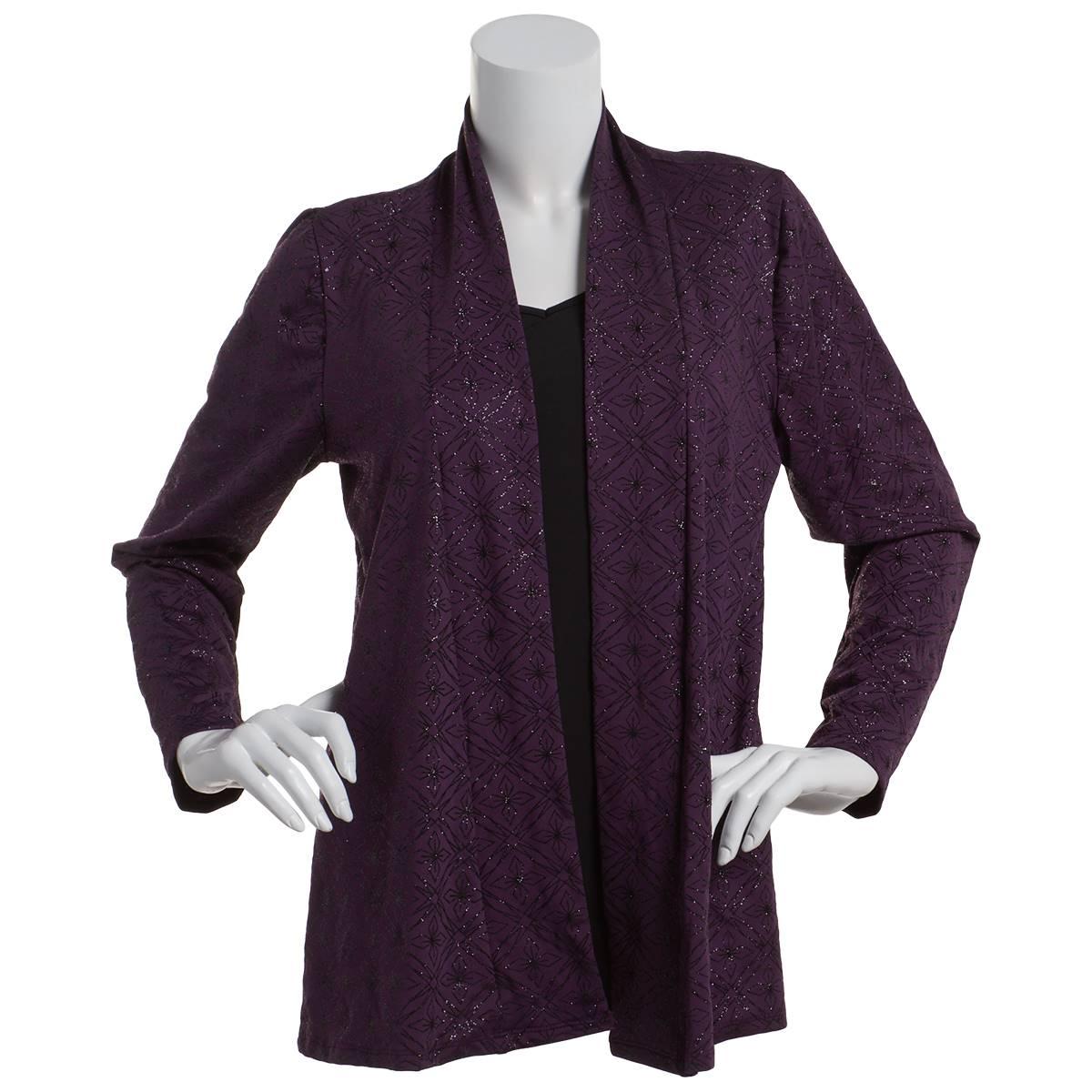 Click here for Womens Notations Long Sleeve Glitter Two In One Bl... prices