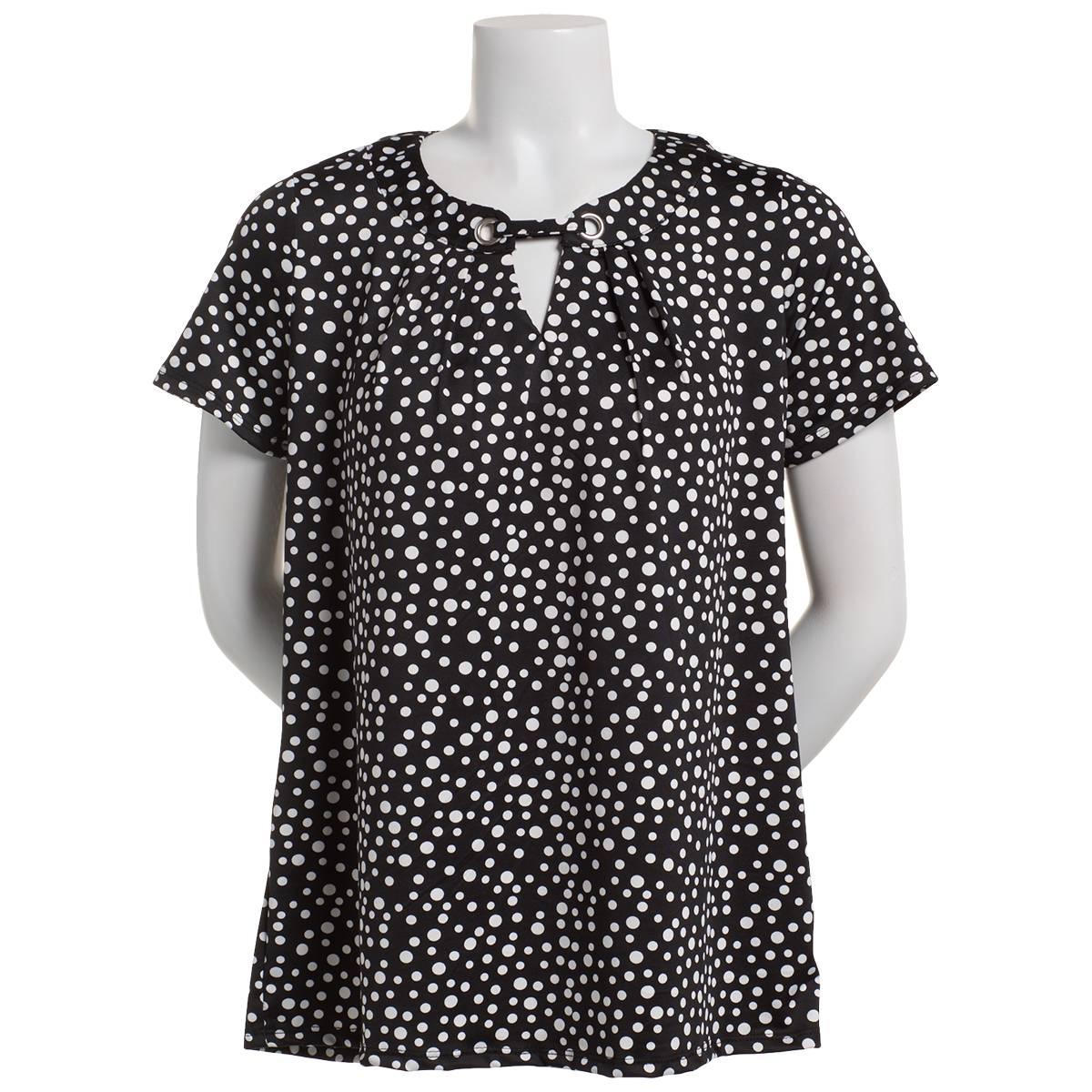 Click here for Womens Notations Short Sleeve Grommet Bar Neck She... prices