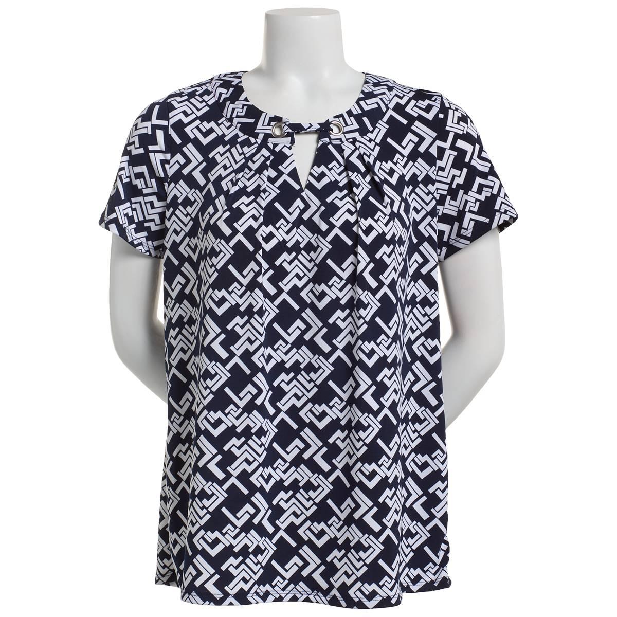 Click here for Womens Notations Short Sleeve Grommet Bar Neck She... prices