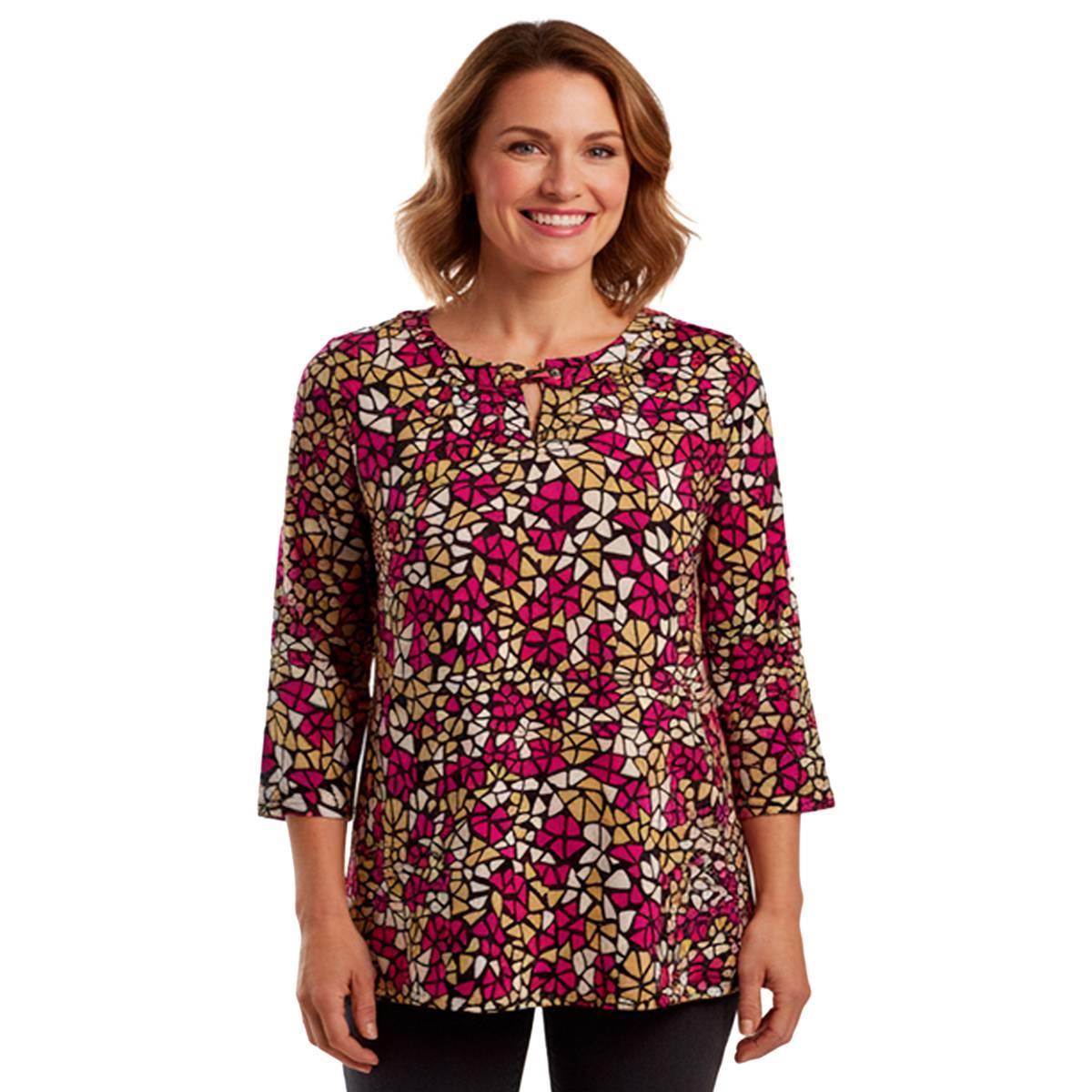Click here for Womens Notations 3/4 Sleeve Abstract Grommet Trim... prices