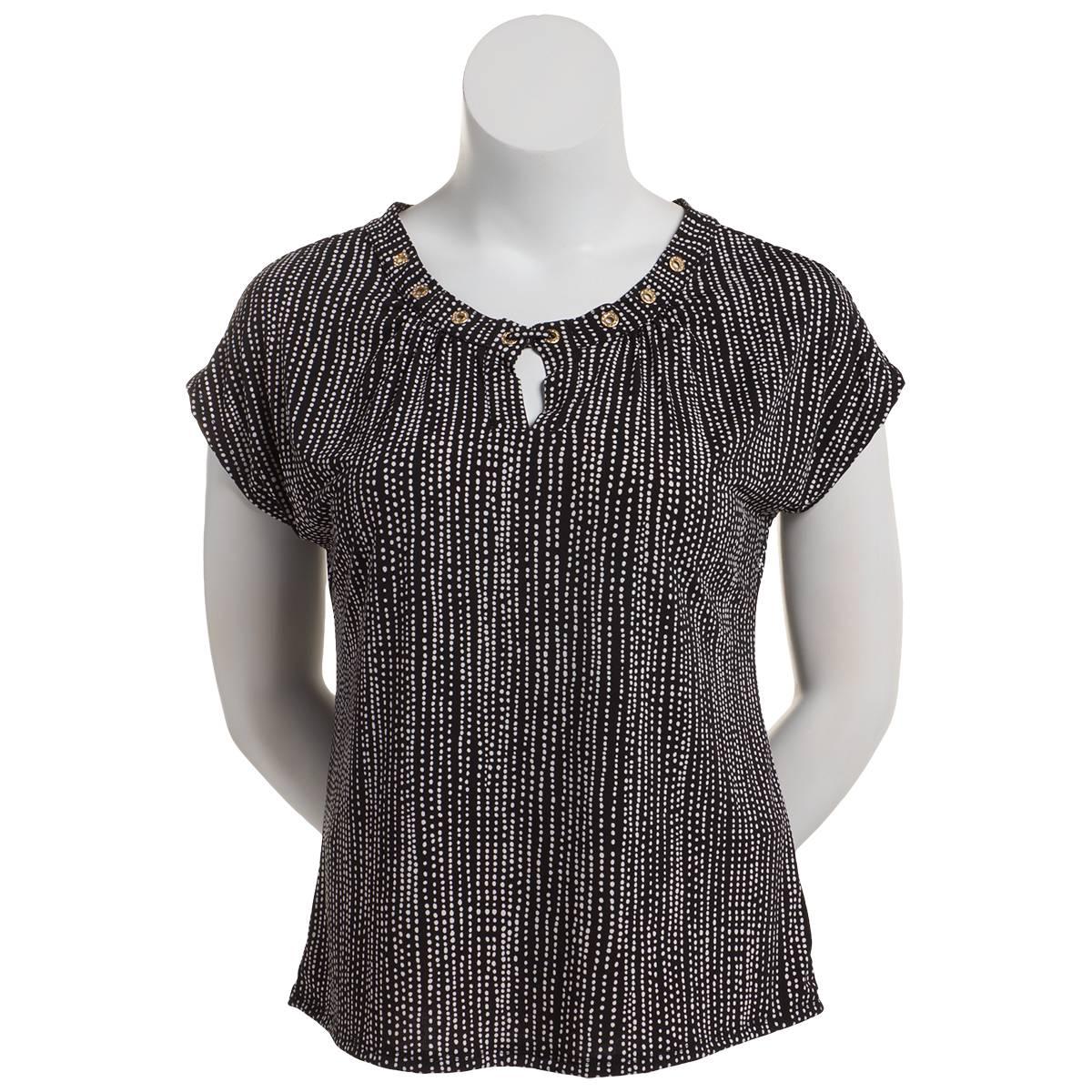 Click here for Womens Notations Short Sleeve Dot Print Basic Shel... prices