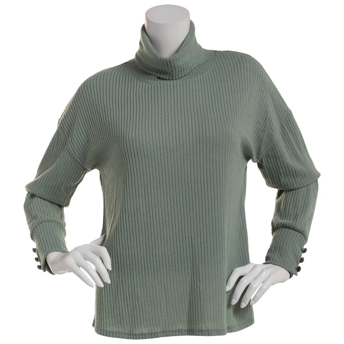 Click here for Womens Notations Long Sleeve Button Cuff Ribbed Tu... prices