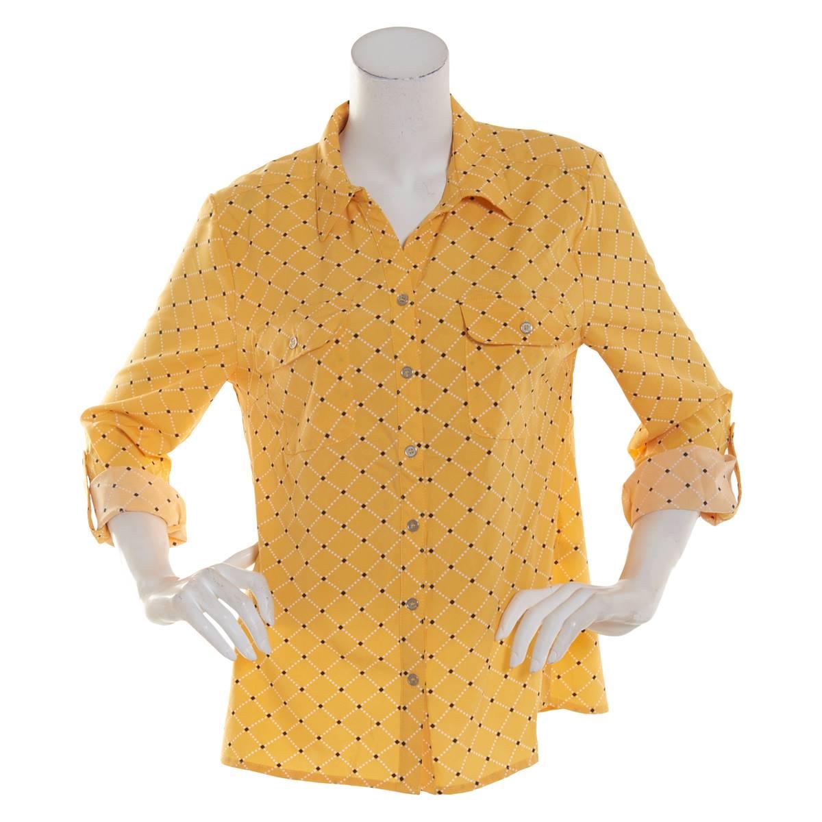 Click here for Womens Notations 3/4 Roll Tab Sleeve Dot Button Do... prices