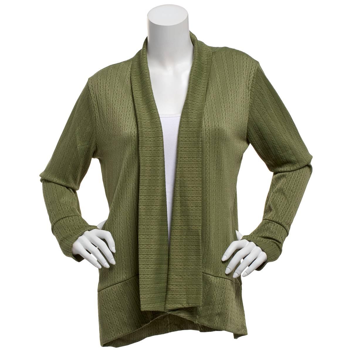 Click here for Womens Notations Long Sleeve Open Front Ikat Cardi... prices