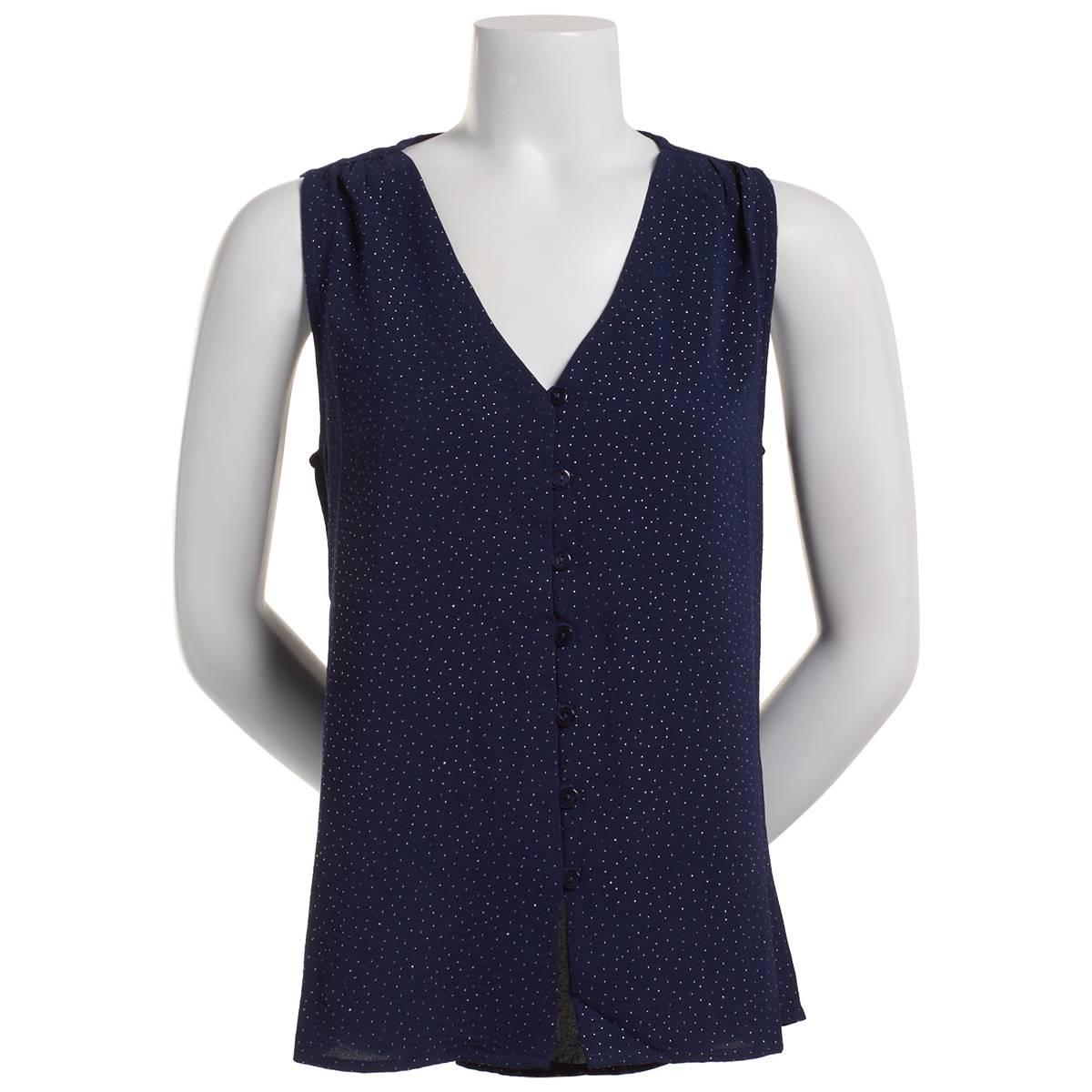 Petite Notaions Sleeveless Button Front Air Flow Blouse