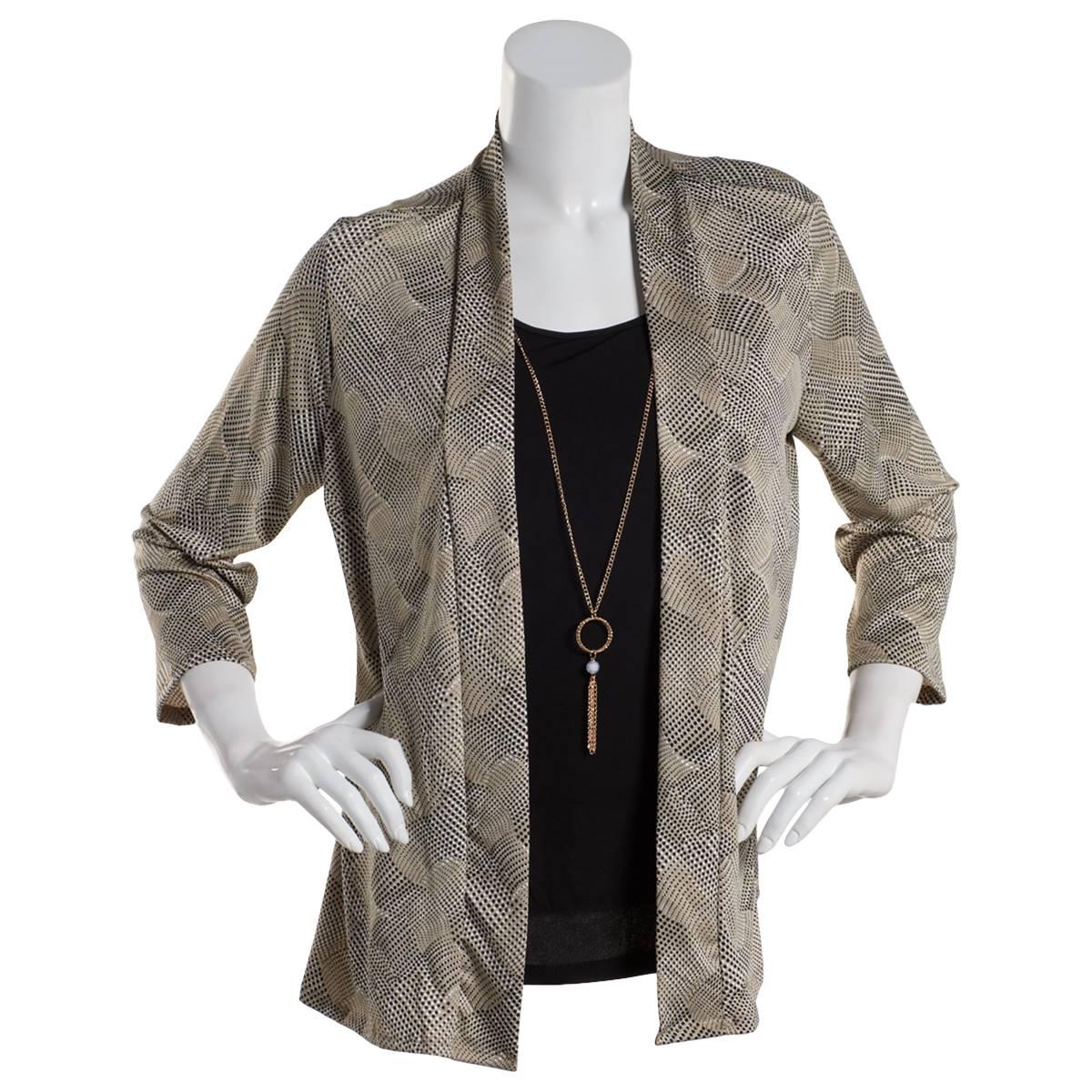 Click here for Petite Notations 3/4 Puff Sleeve Geometric 2Fer Bl... prices