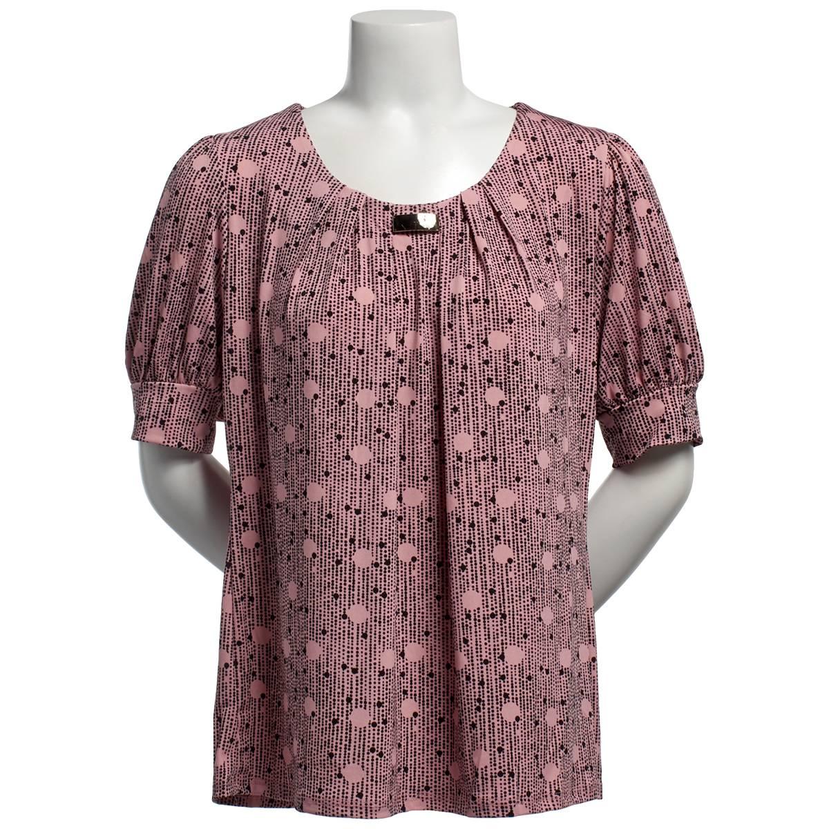 Click here for Petite Notations Short Sleeve Dot Bar Neck Blouse prices
