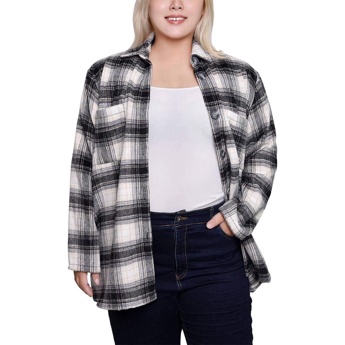 Click here for Plus Size NY Collection Brushed Twill Flannel - Bl... prices