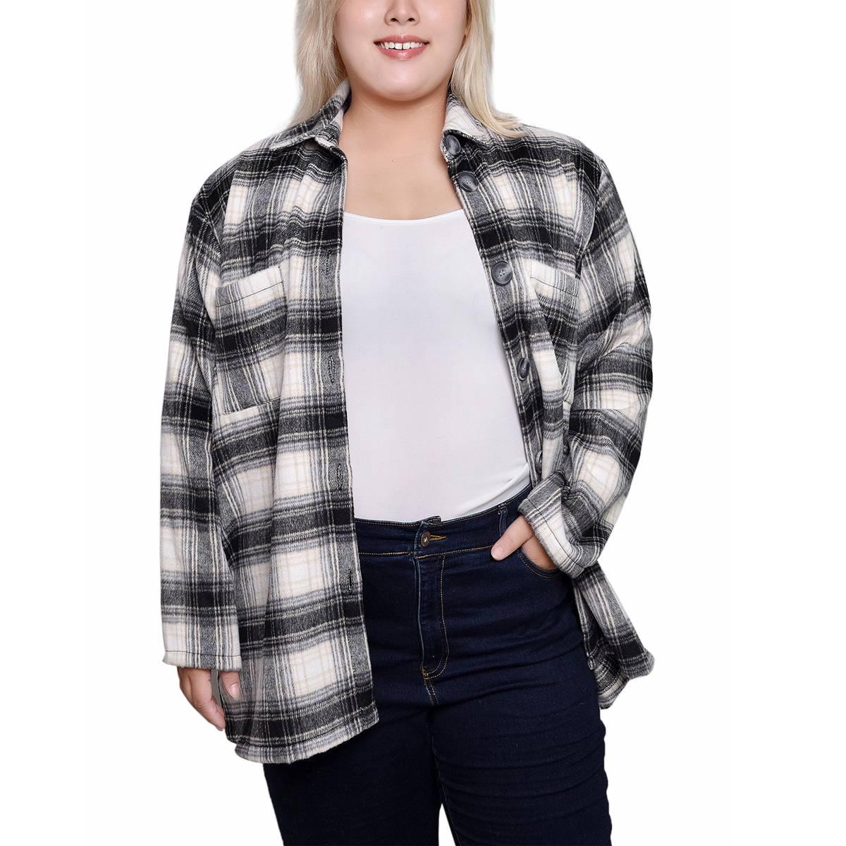 Click here for Plus Size NY Collection Brushed Twill Plaid Flanne... prices