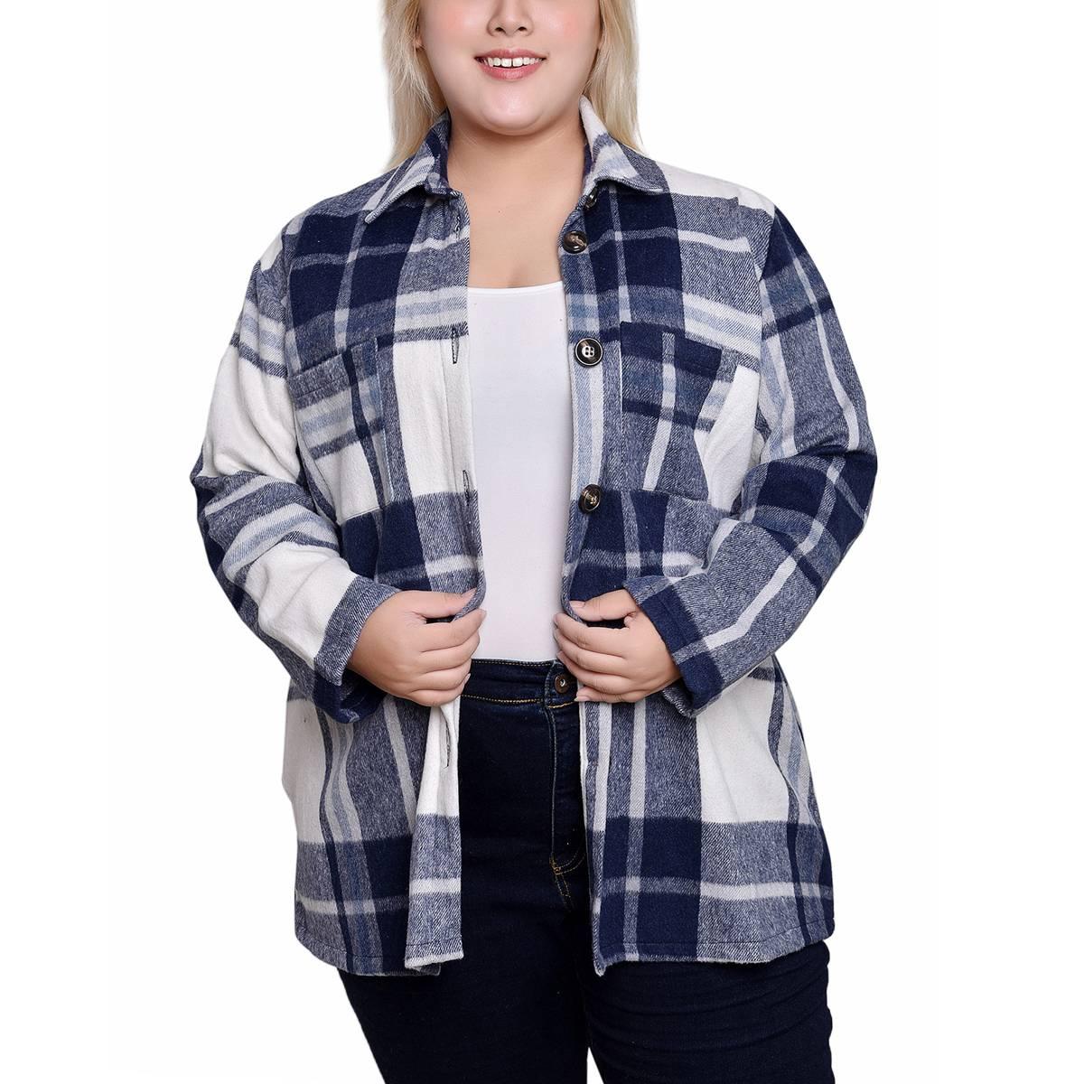 Click here for Plus Size NY Collection Brushed Twill Plaid Flanne... prices