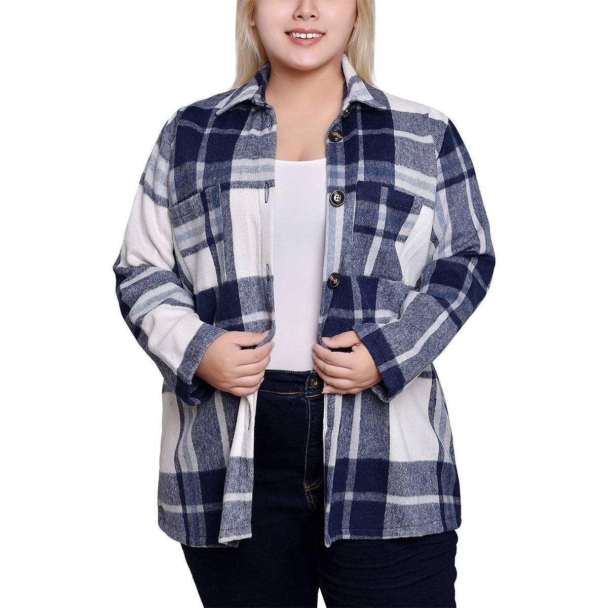 Click here for Plus Size NY Collection Brushed Twill Flannel - Bl... prices