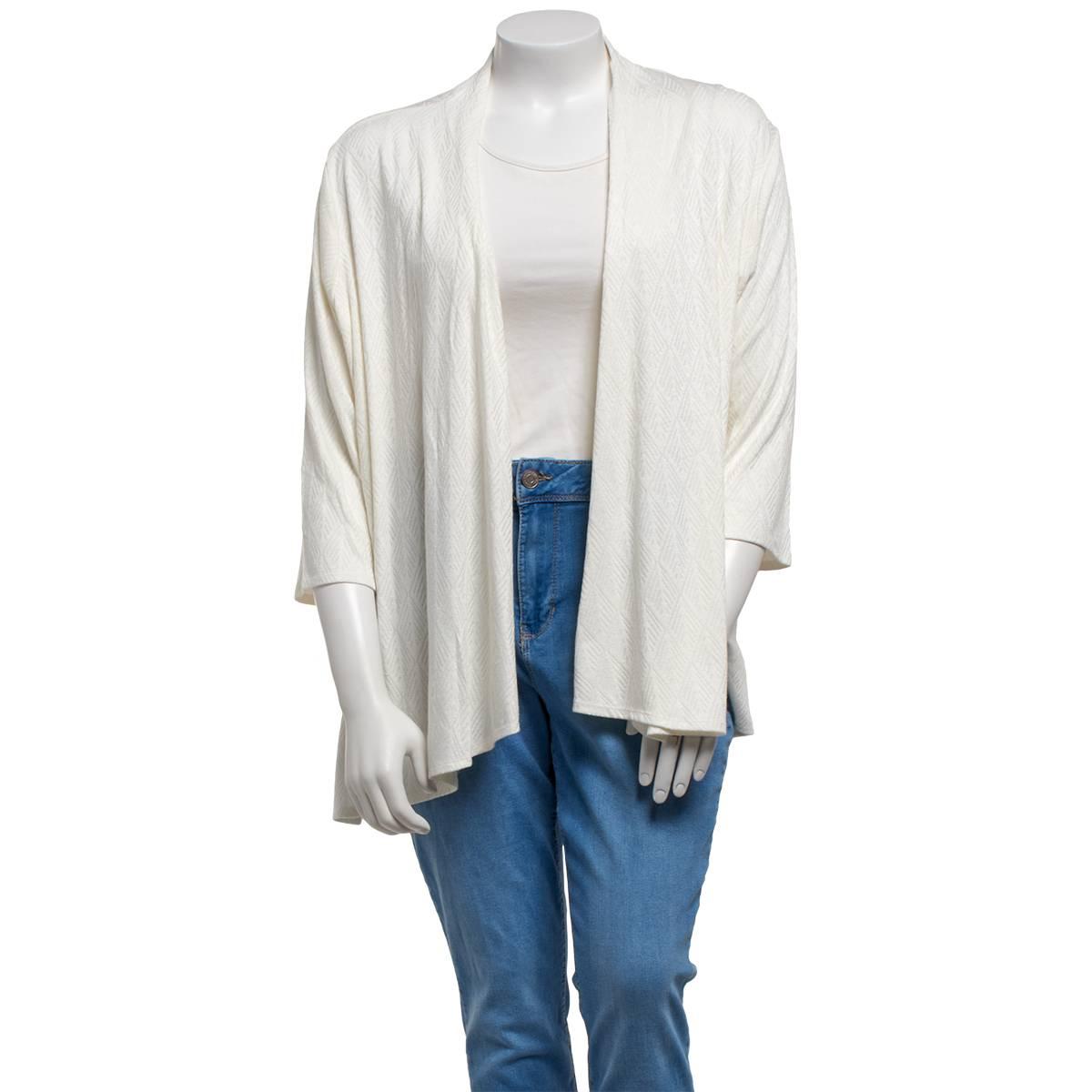 Click here for Plus Size Notations 3/4 Sleeve Solid Diamond Knit... prices