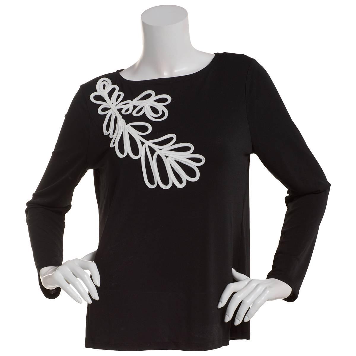Click here for Womens NY Collection Long Sleeve Soutache Floral T... prices