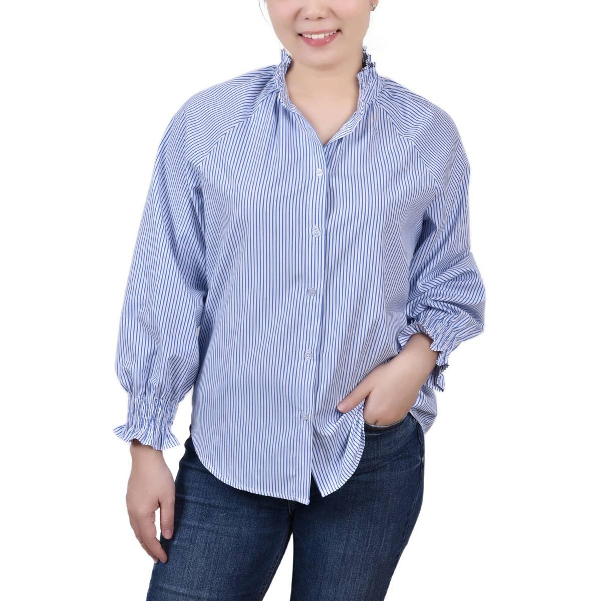 Click here for Womens NY Collection 3/4 Sleeve Stripe Button Fron... prices