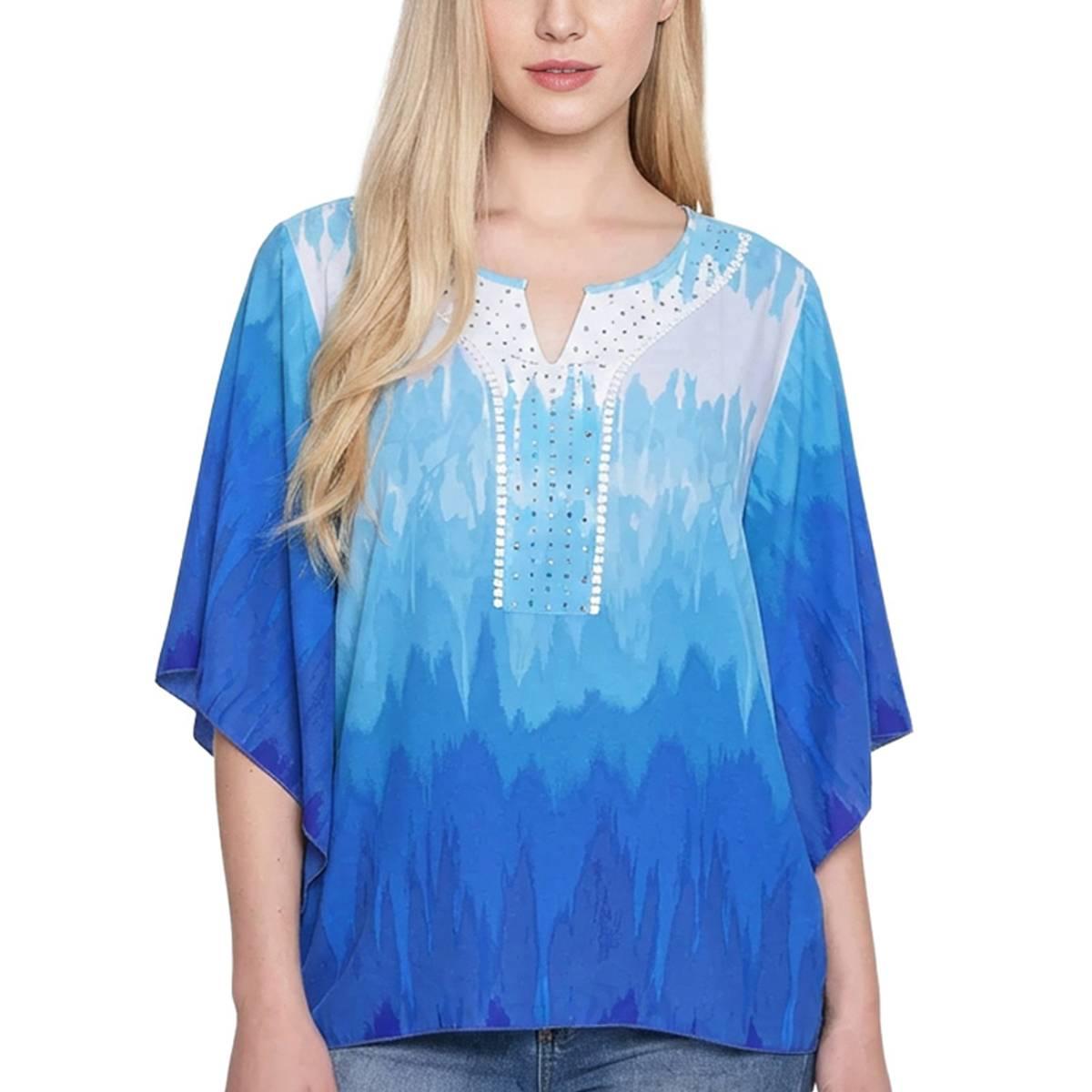 Click here for Womens NY Collection Watercolor Ombre Poncho Blous... prices