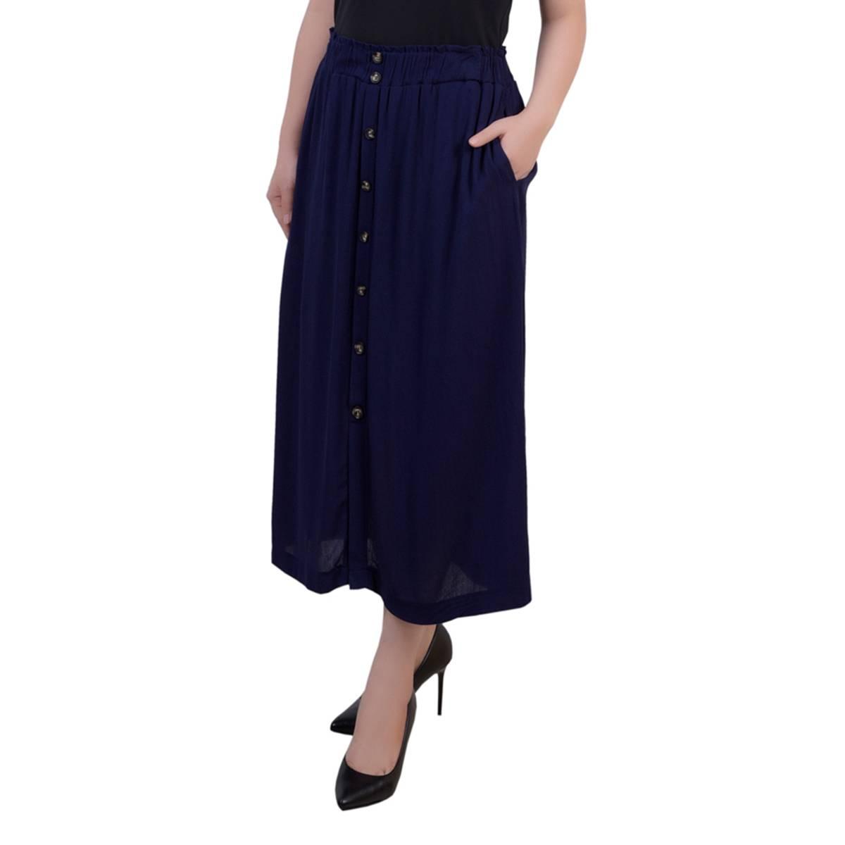 Click here for Womens NY Collection Pull-On Solid Button Front Ga... prices