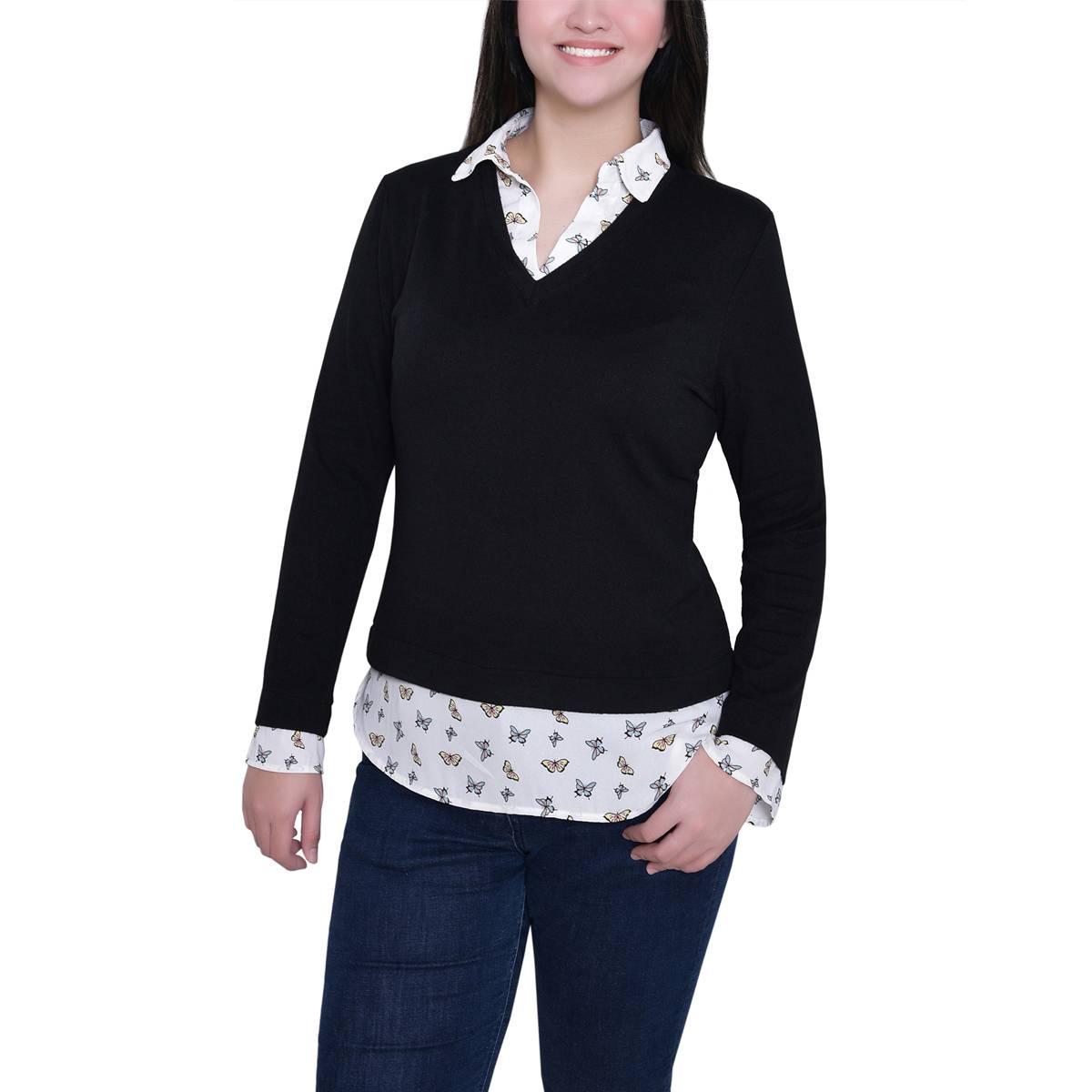 Click here for Womens NY Collection Two In One Long Sleeve Butter... prices
