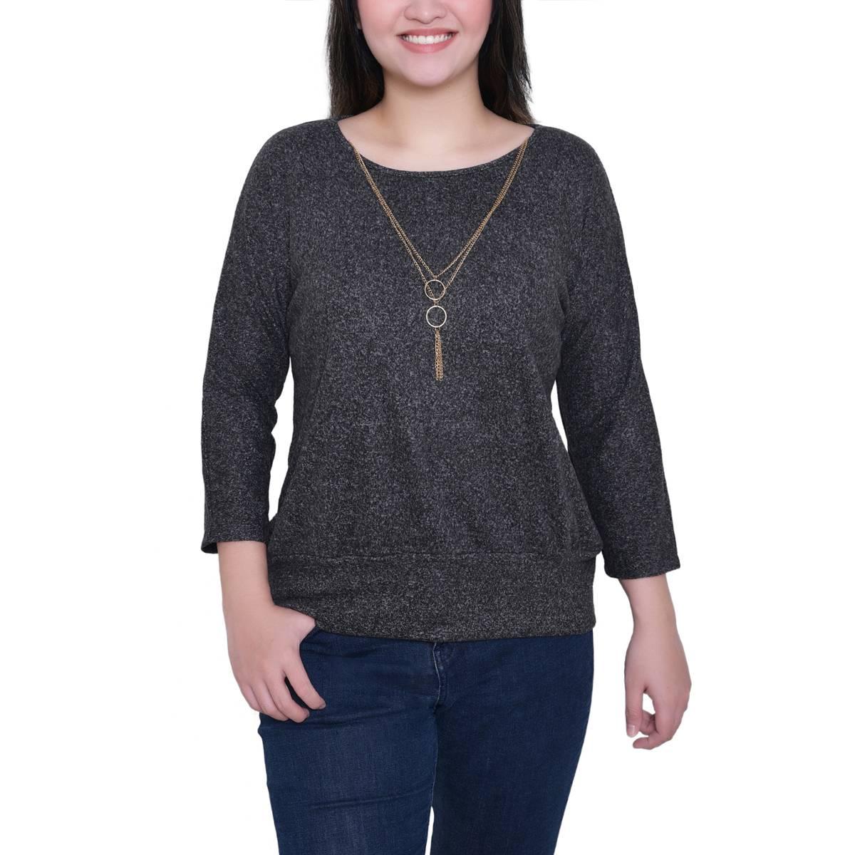 Click here for Womens NY Collection Dolman Sleeve with Necklace B... prices
