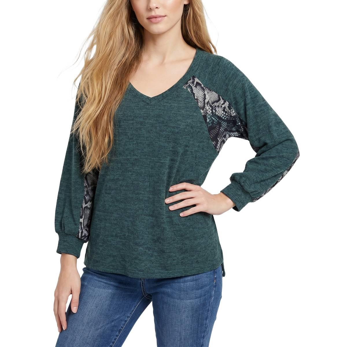 Click here for Womens NY Collection Long Sleeve V Neck Hacci Snak... prices