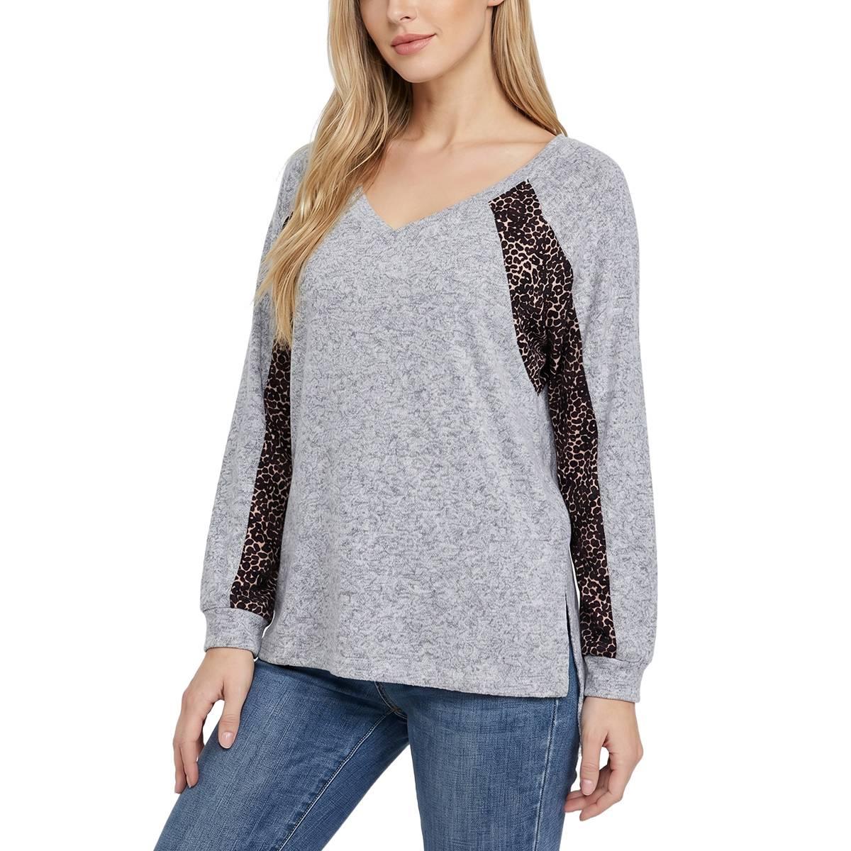 Click here for Womens NY Collection Long Sleeve Cheetah V Neck Ha... prices