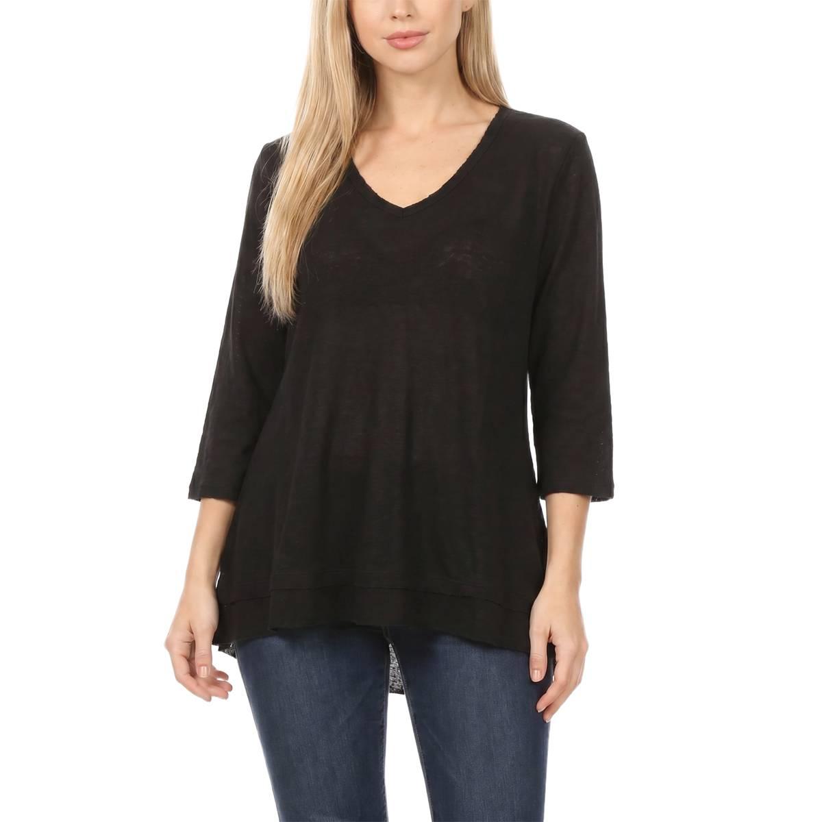 Click here for Womens NY Collection 3/4 Solid V-Neck Two Layer Te... prices