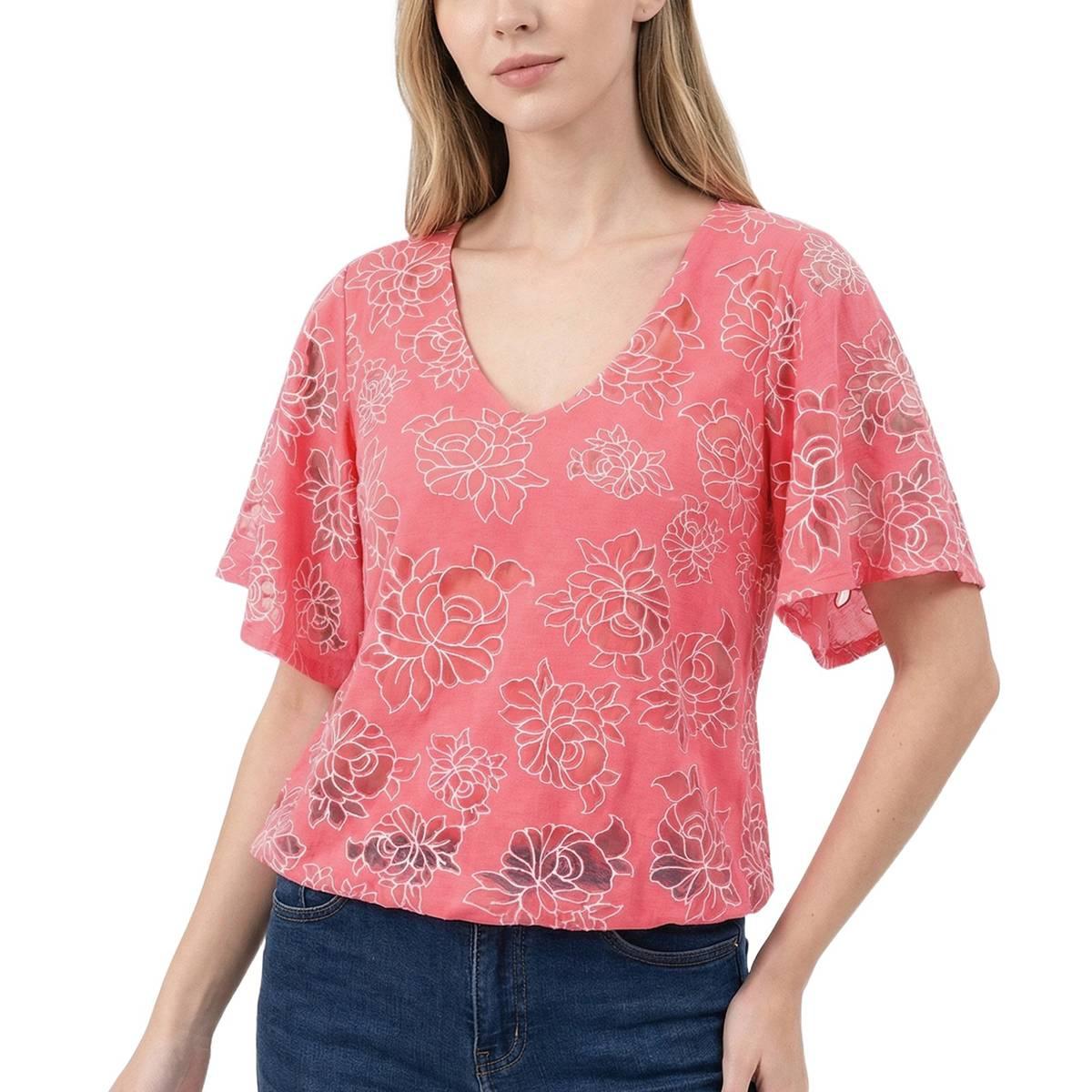 Click here for Womens NY Collection Short Flutter Sleeve V Neck F... prices