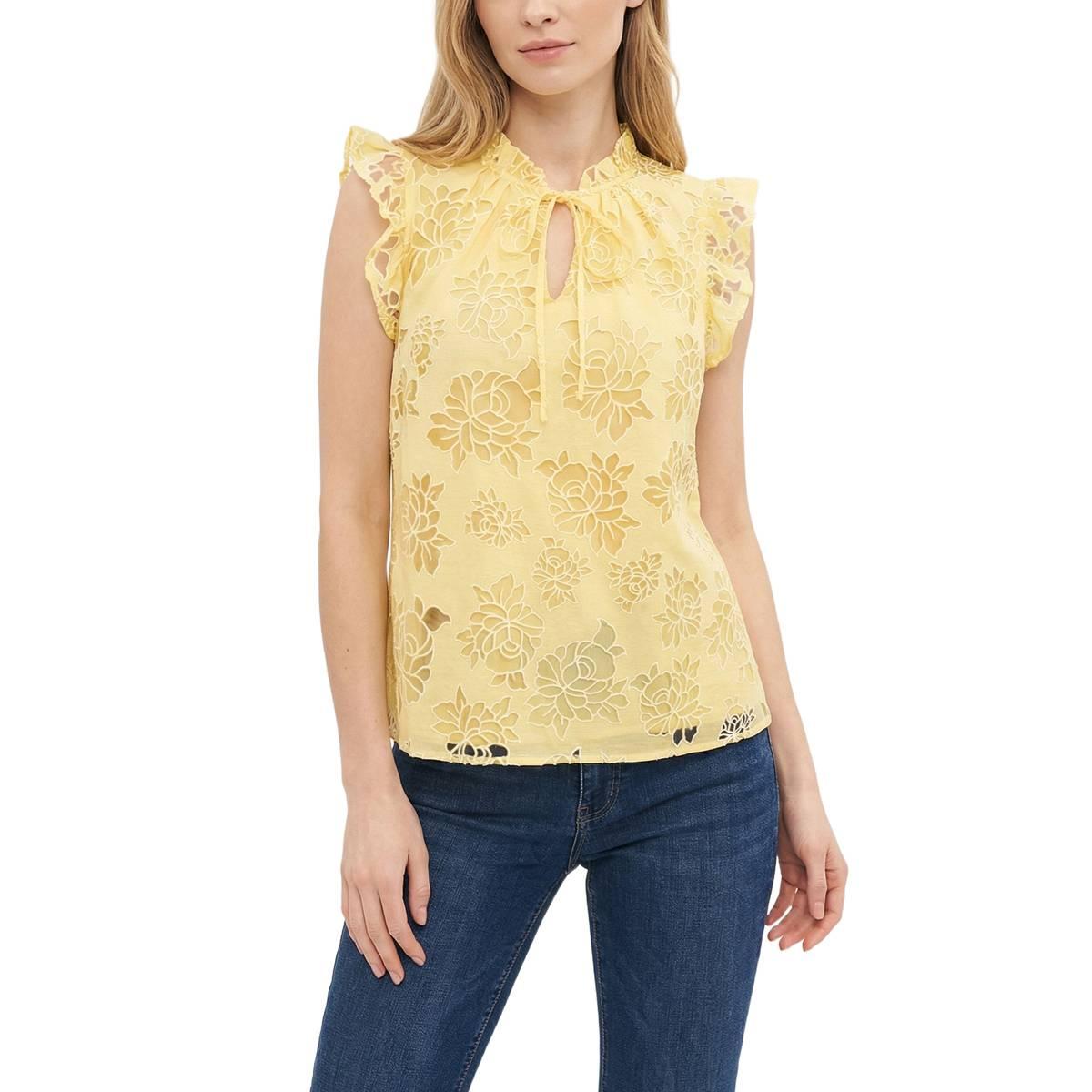 Click here for Womens NY Collection Flutter Cap Sleeve Tie Neck F... prices