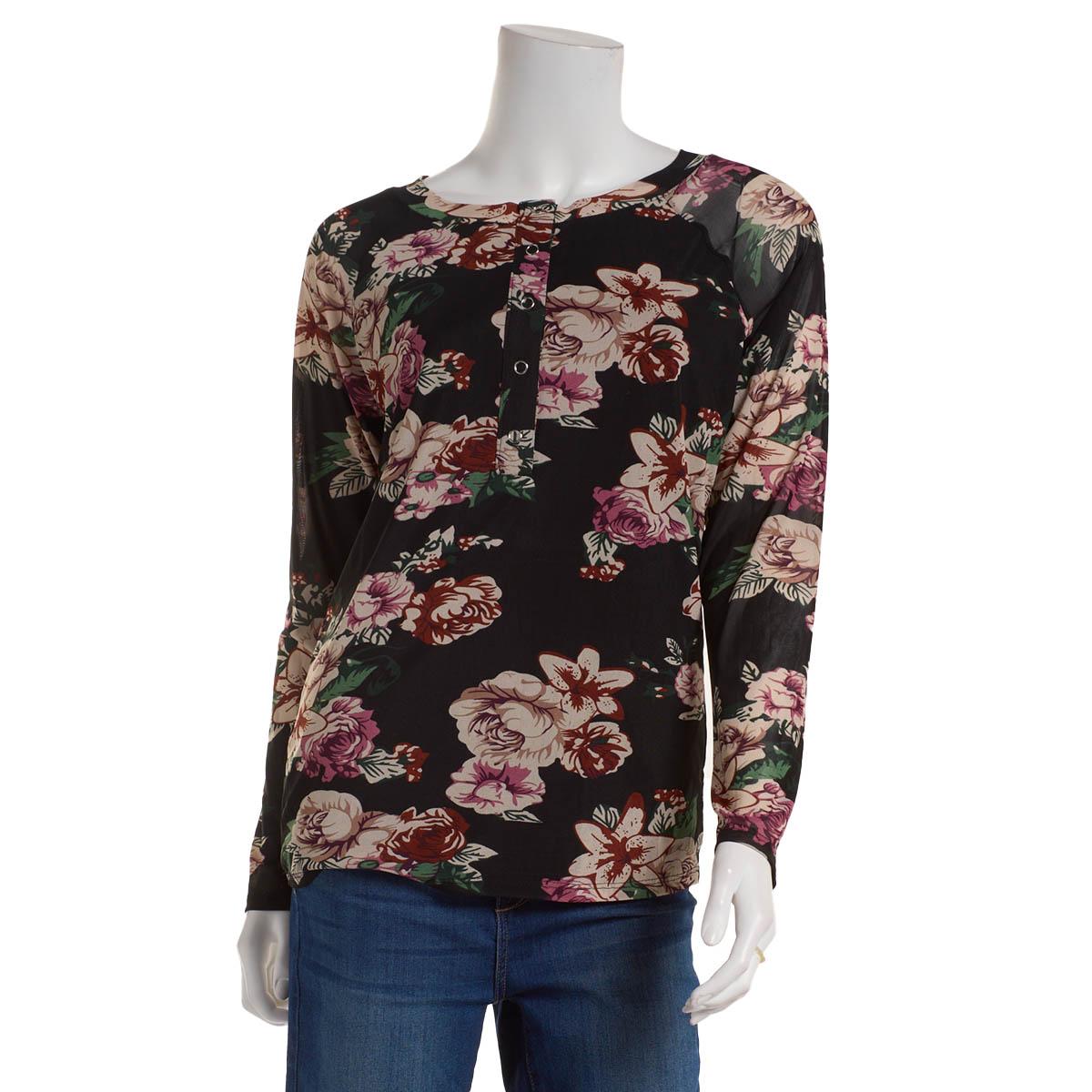 Click here for Womens NY Collection Long Mesh Sleeve Floral Henle... prices