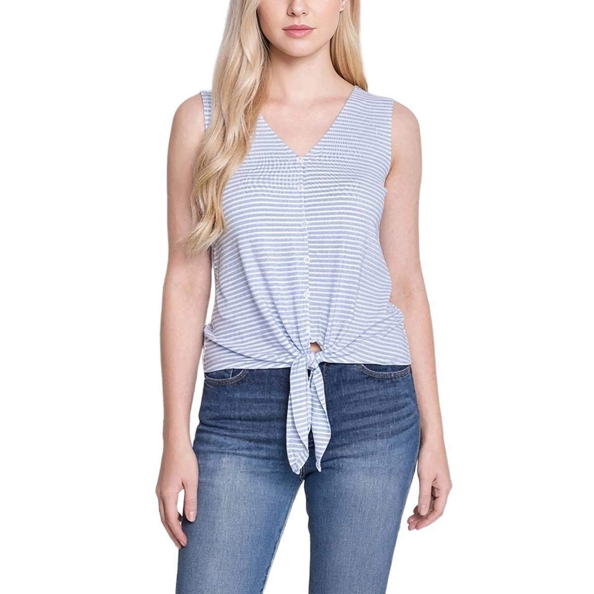 Click here for Womens NY Collection Sleeveless Stripe Tie Front B... prices