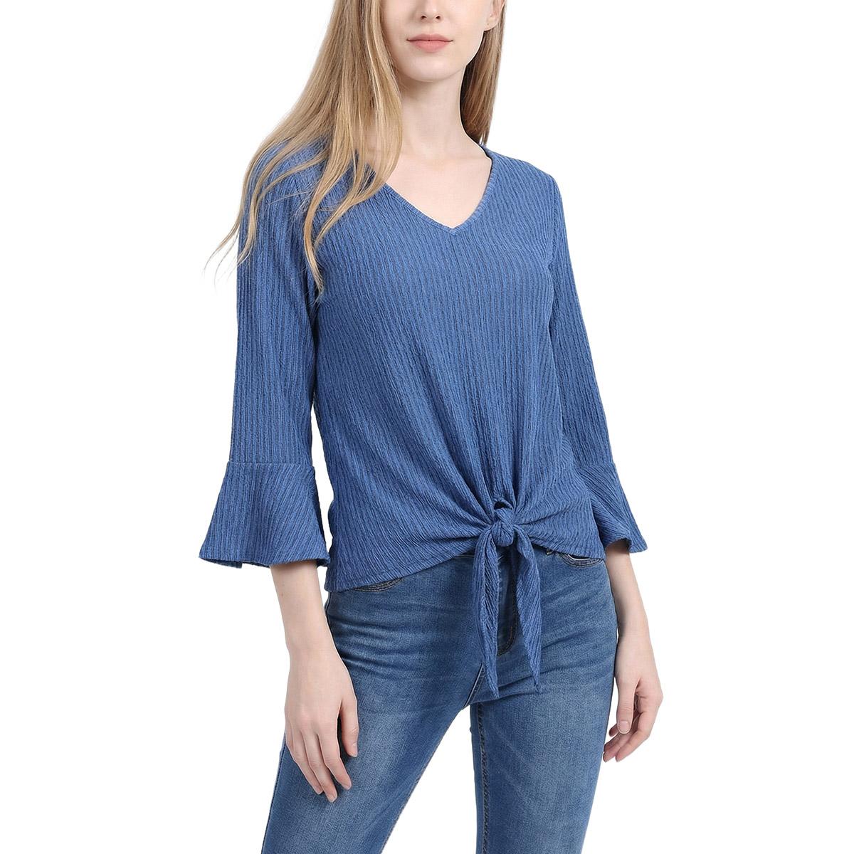 Click here for Womens NY Collection Flounce Textured Knit Tie Fro... prices