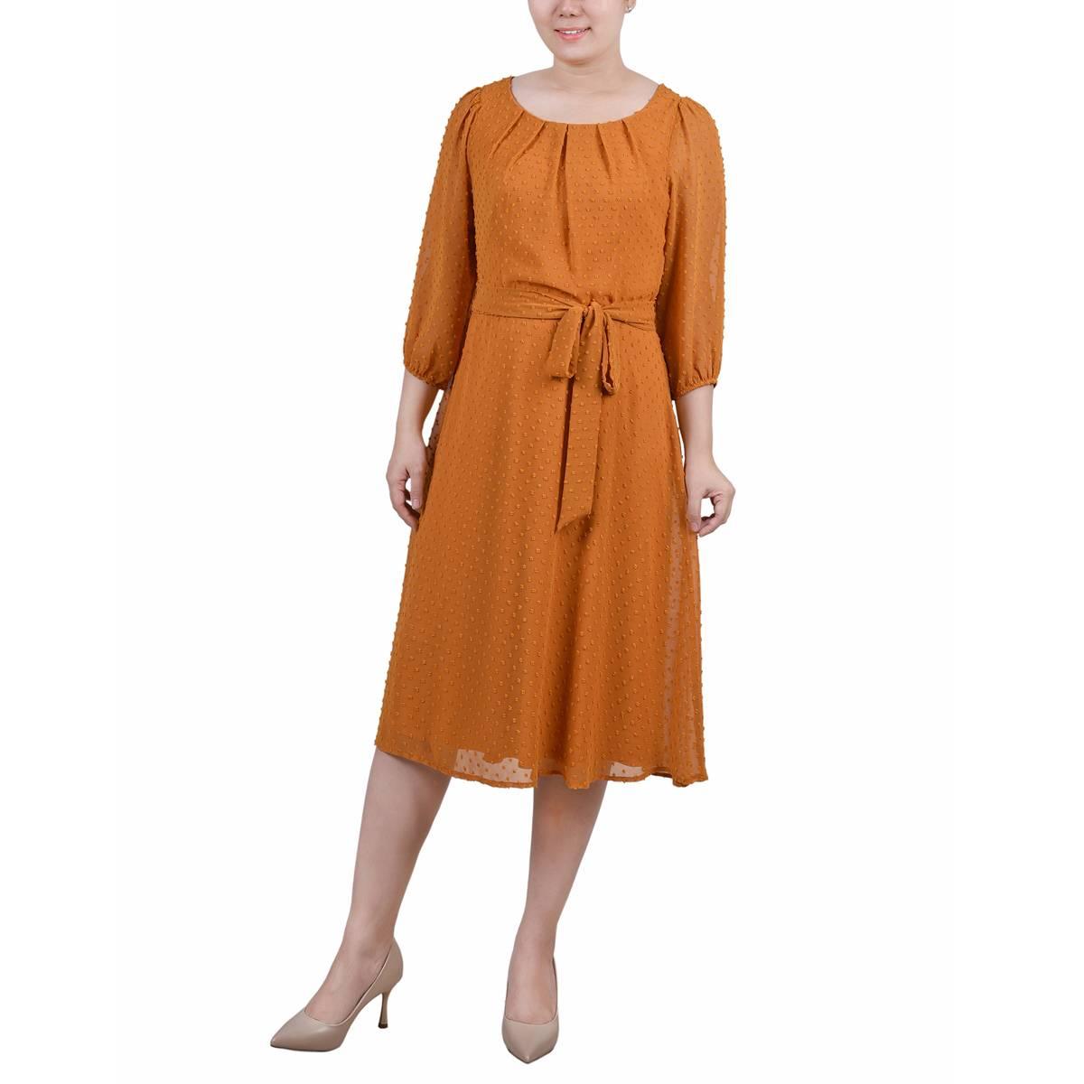 Click here for Petite NY Collection Clip Dot Chiffon A-Line Dress prices