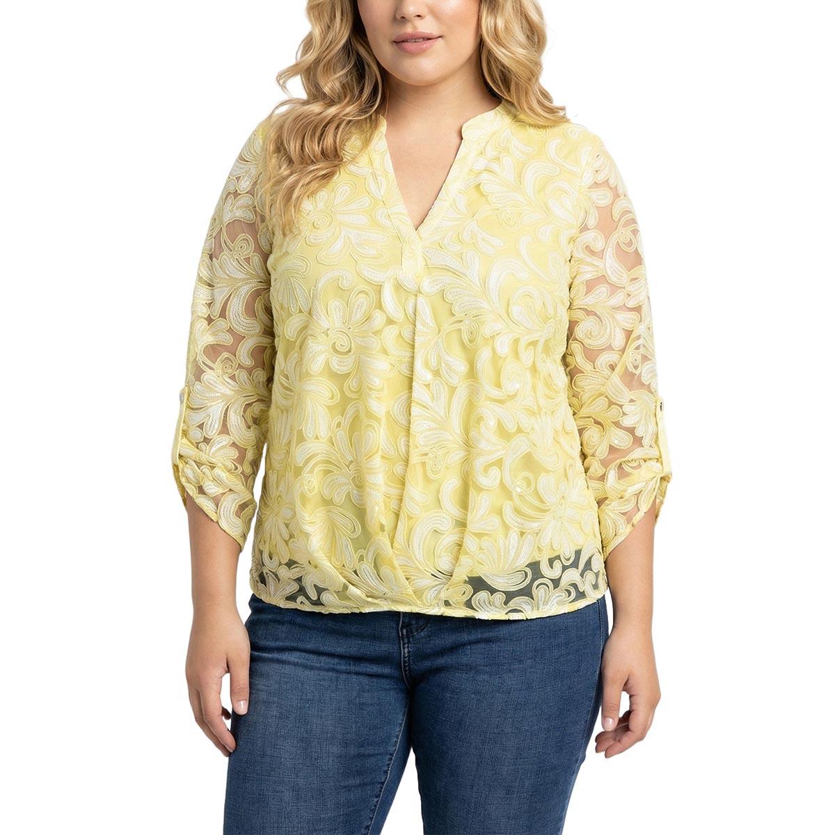Click here for Plus Size NY Collection Burnout Jersey Lined Flora... prices