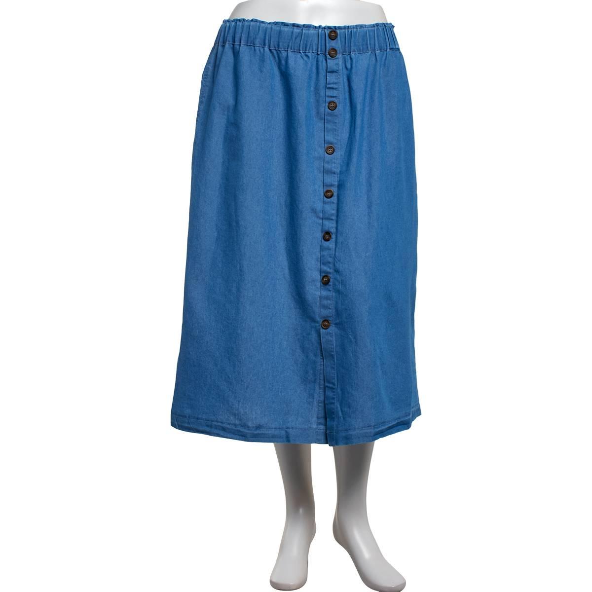 Click here for Plus Size NY Collection Pull-On Button Front Denim... prices