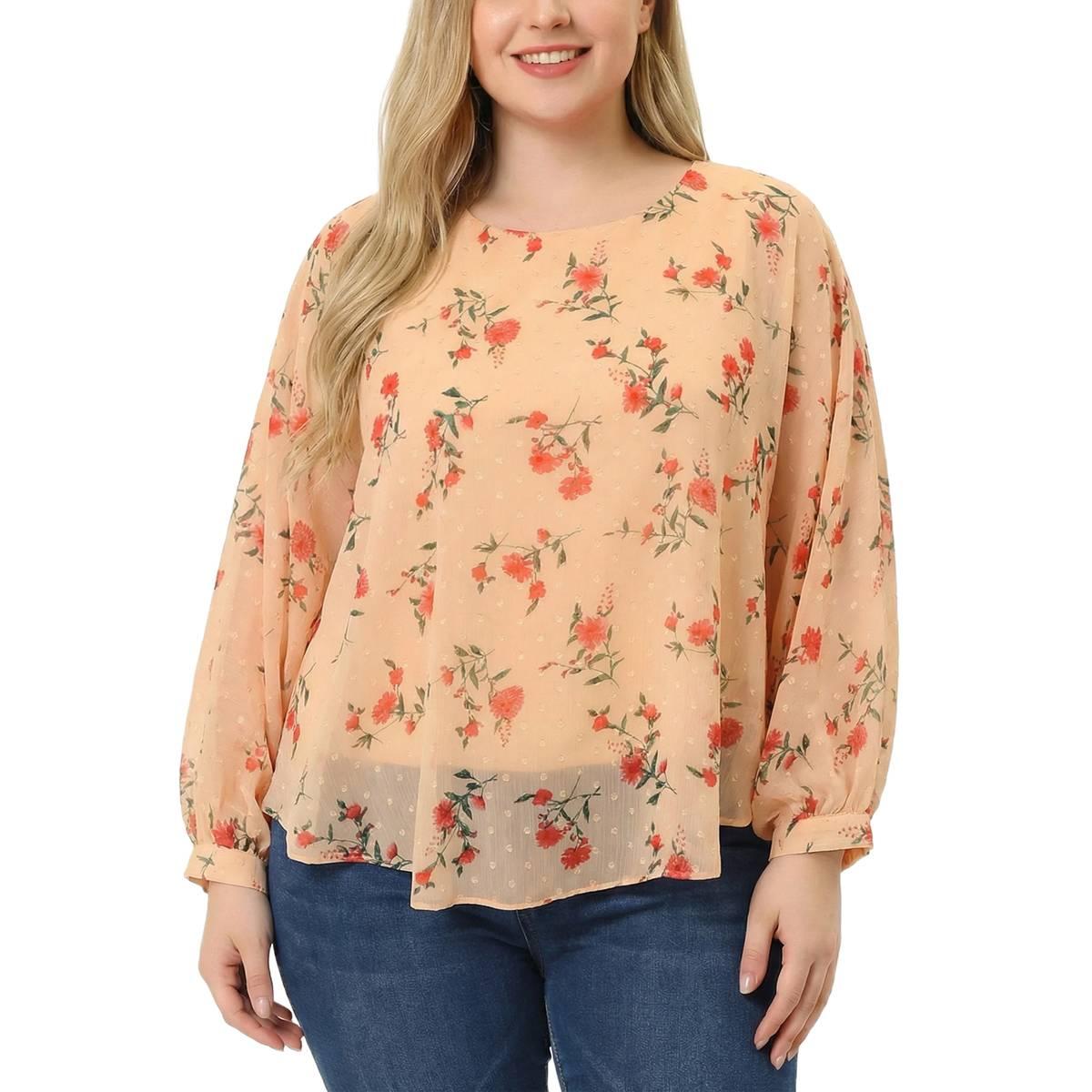 Click here for Plus Size NY Collection Long Sleeve Floral Chiffon... prices