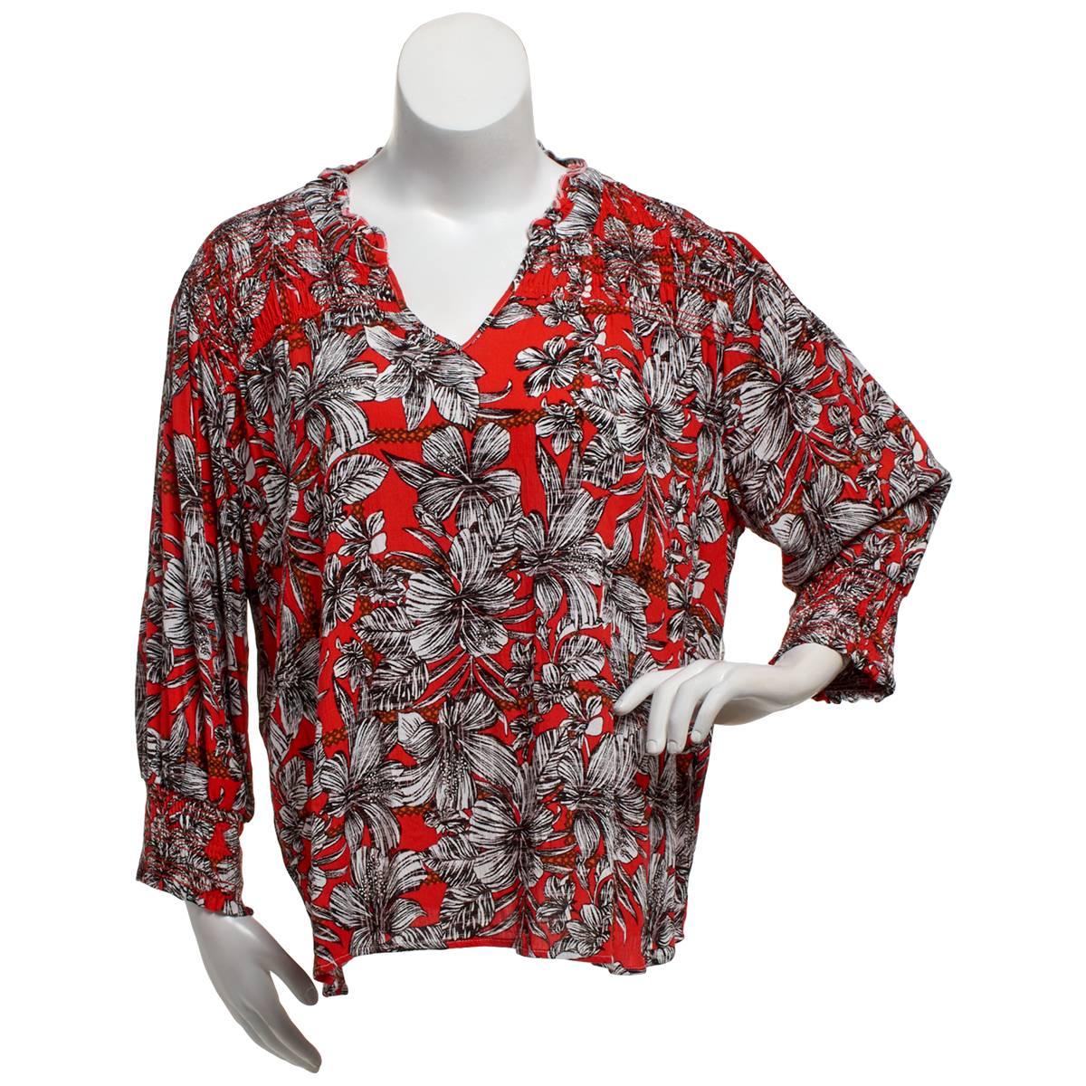 Click here for Plus Size NY Collection 3/4 Sleeve Ruffle Neck Cre... prices