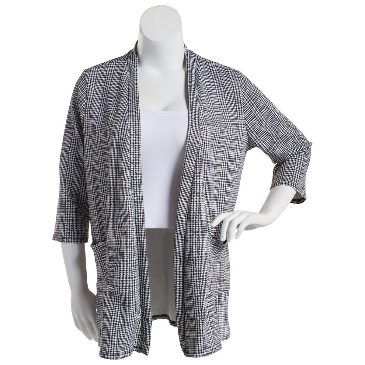 Click here for Plus Size NY Collection Long Sleeve Plaid Cardigan... prices