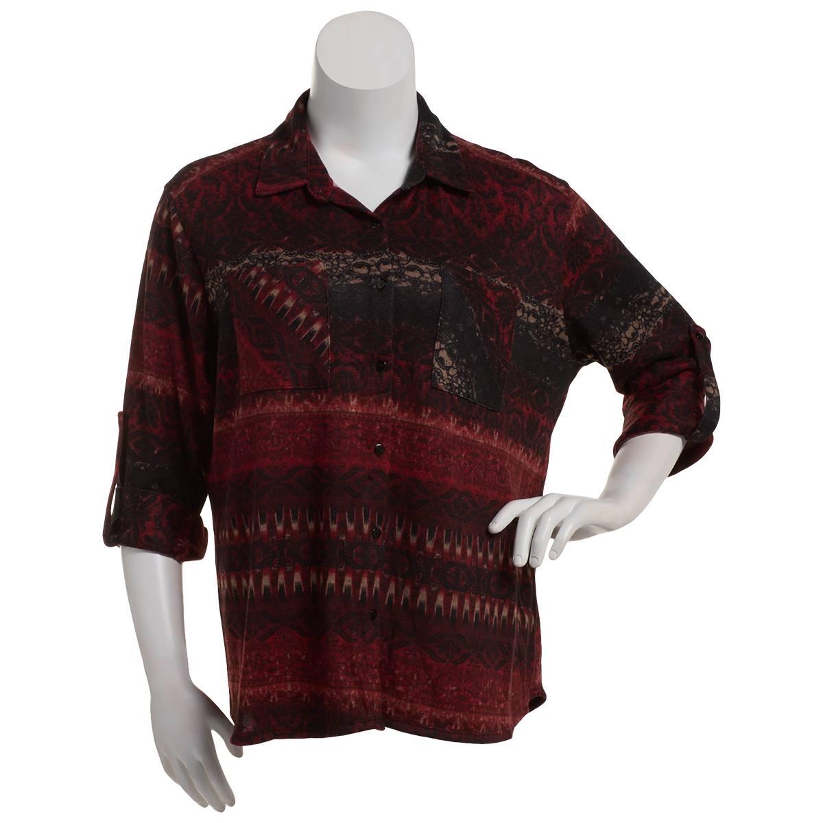 Click here for Plus Size NY Collection Roll Tab Fair Isle Casual... prices