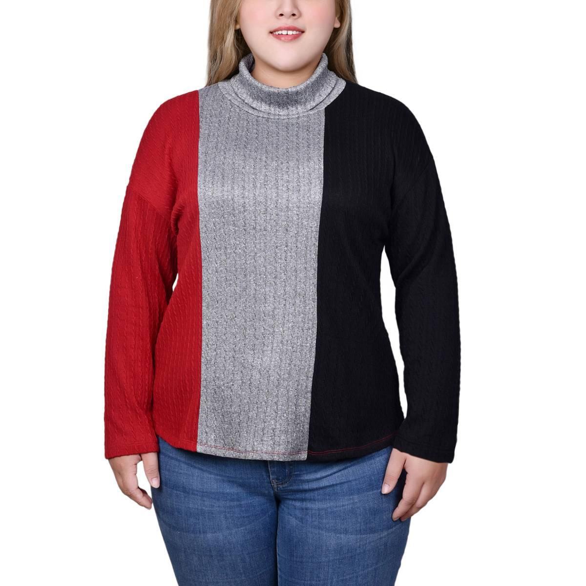 Click here for Plus Size NY Collection Vertical Color Block Rib-K... prices