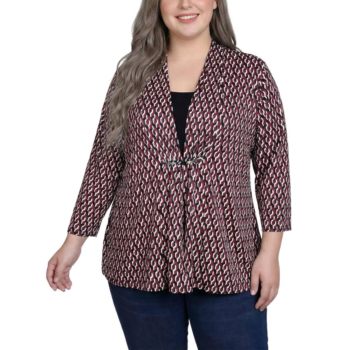 Click here for Plus Size NY Collection 3/4 Sleeve Geometric Two i... prices